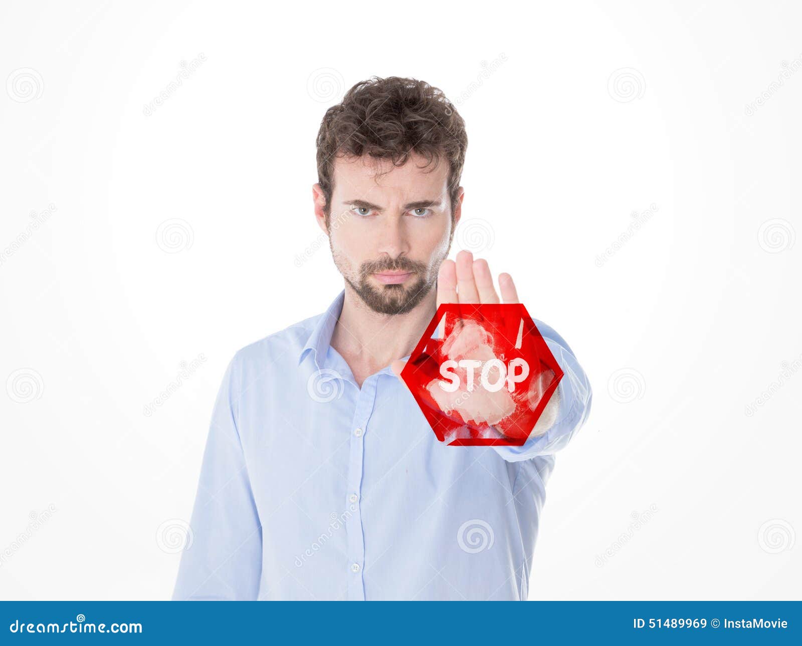 Young Man Doing Stop Gesture with His Hand Stock Image - Image of ...