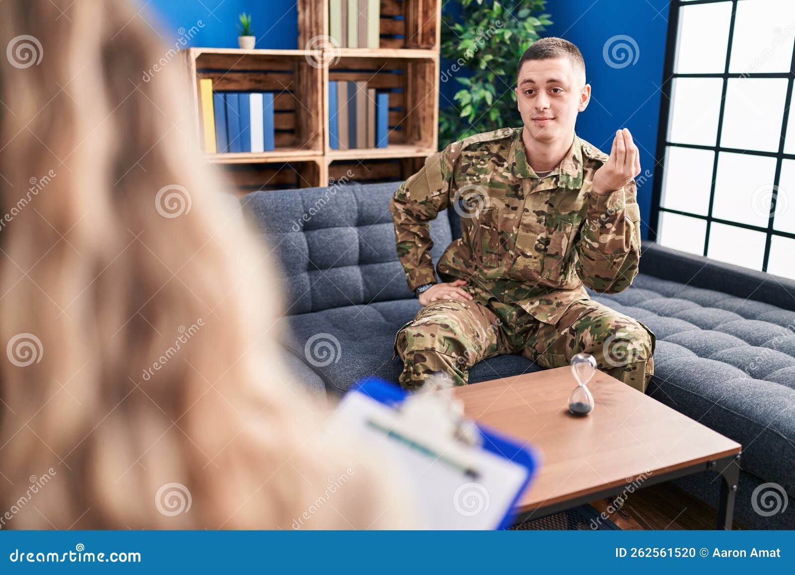 Young Man Doing Therapy after War Doing Italian Gesture with Hand and ...