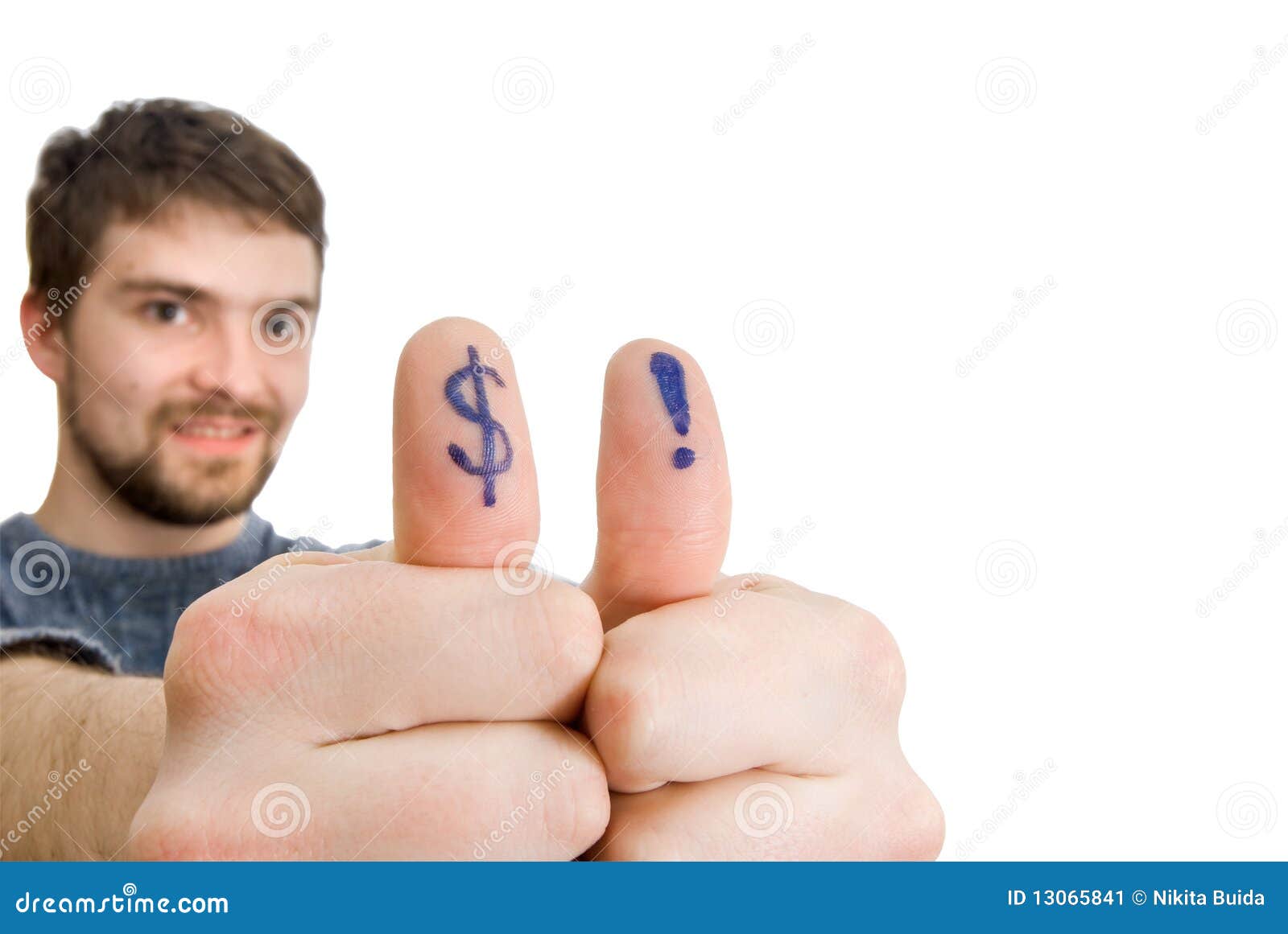 Young Man with Dollar Sign Painted on His Finger Stock Image - Image of ...