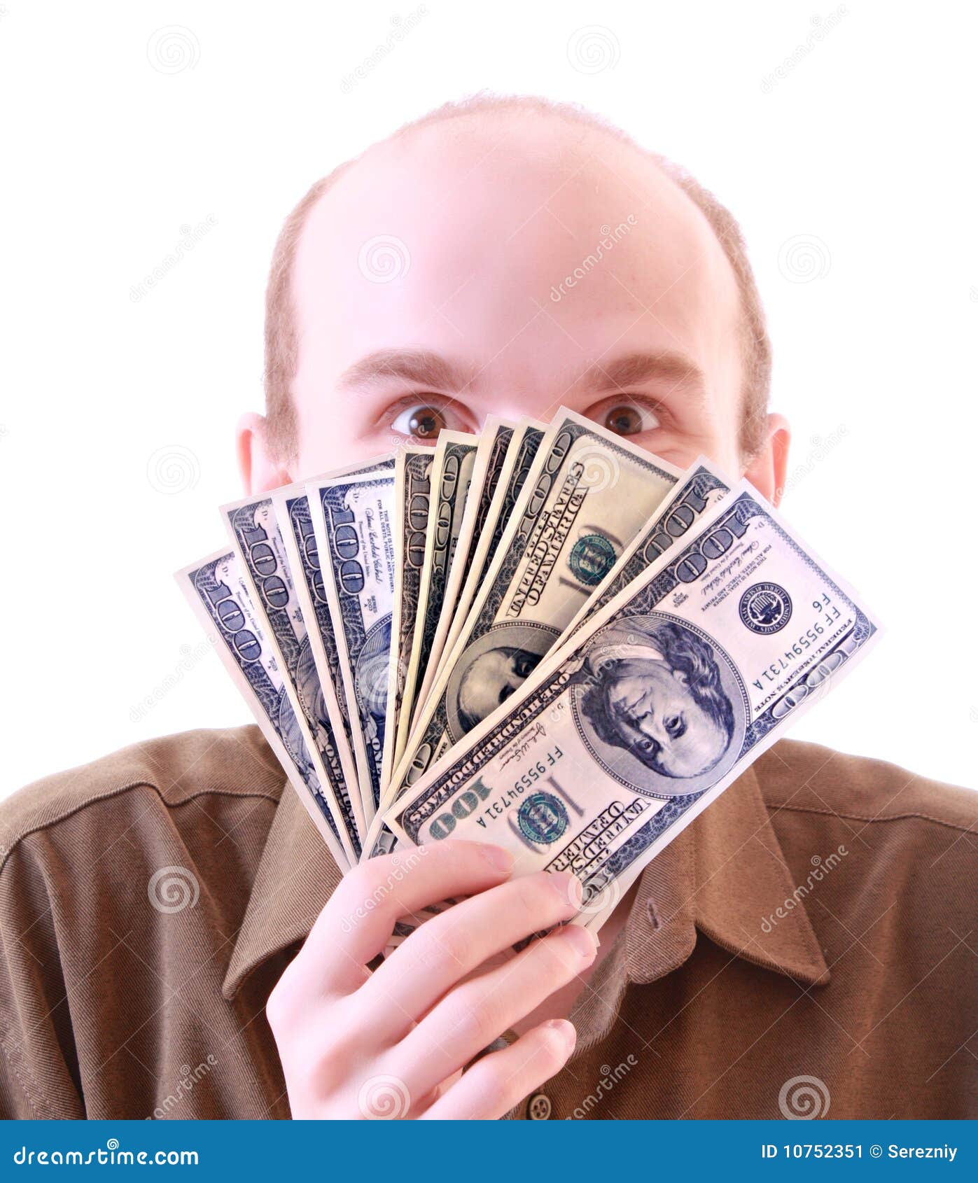 Young Man with Dollars Isolated Stock Image - Image of currency ...