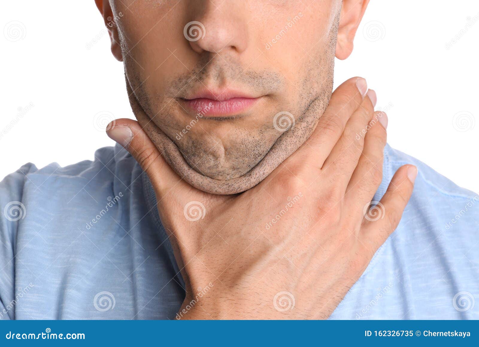 Young Man with Double Chin on White, Closeup Stock Image - Image of ...