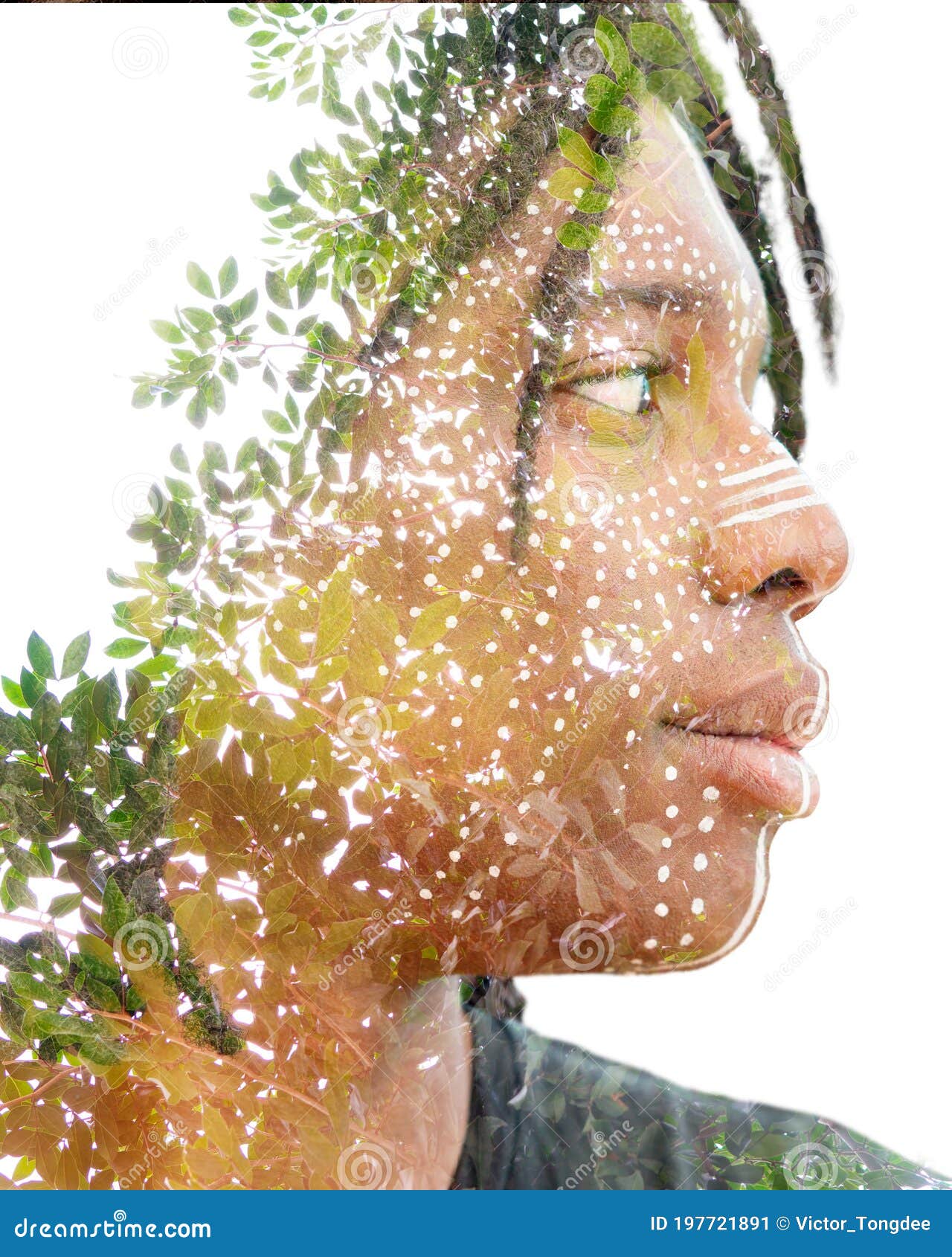 Young Man Double Exposure Portrait with Leaves Stock Image - Image of ...