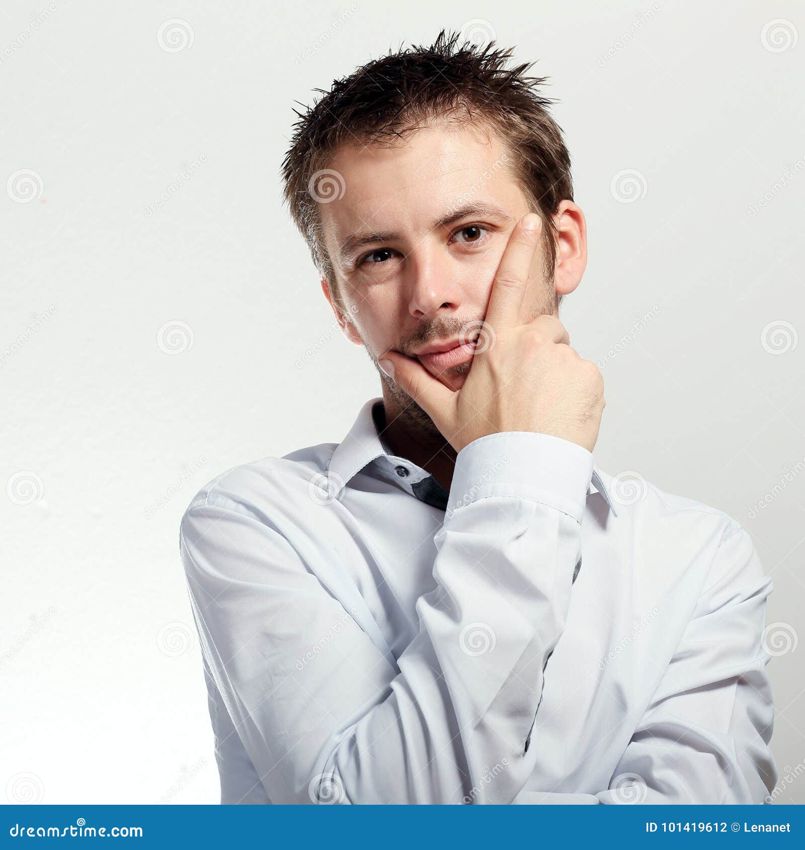 Young man doubt stock photo. Image of attractive, model - 101419612