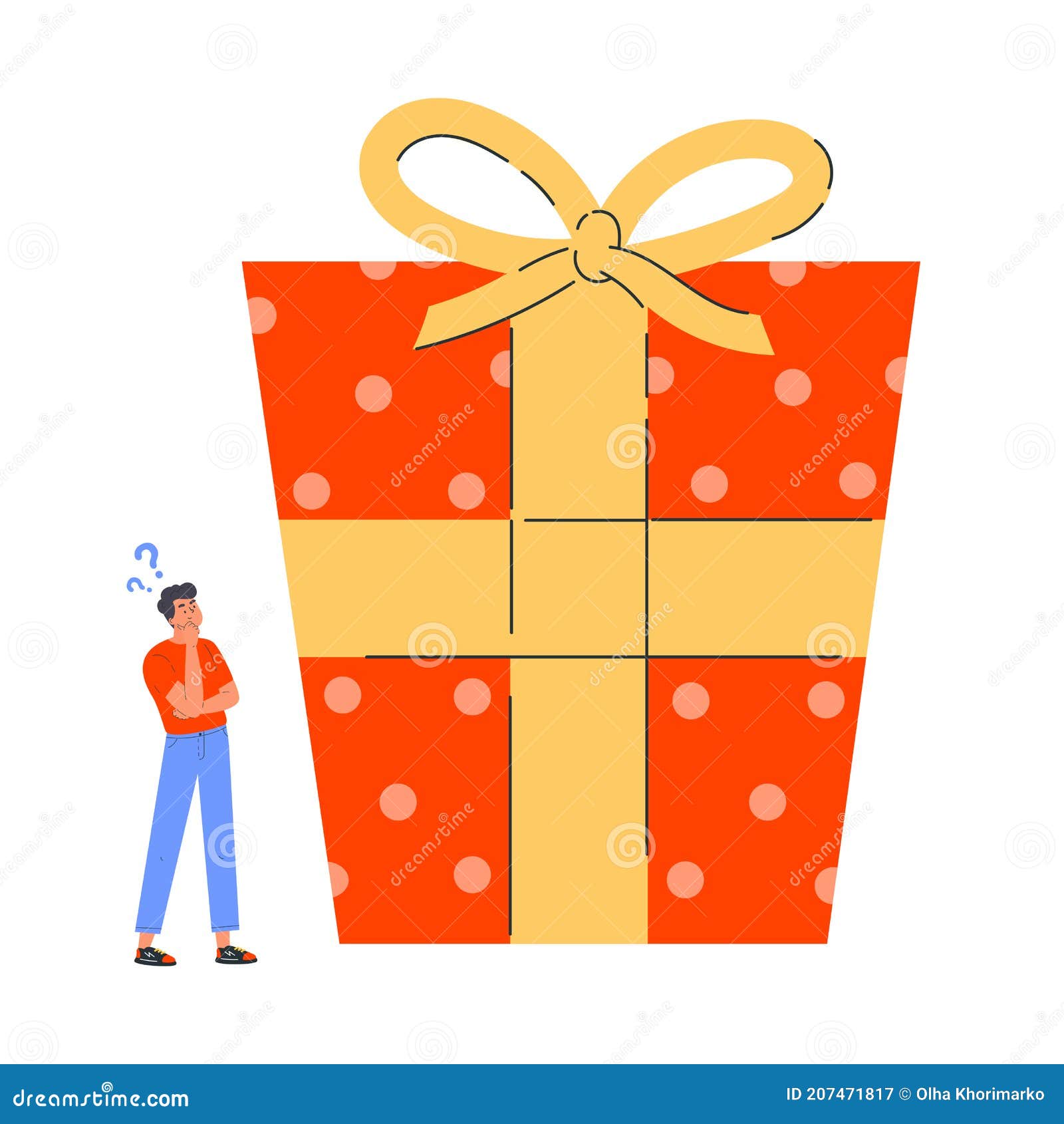 Young Man in Doubt Thinks about Present Stock Vector - Illustration of ...