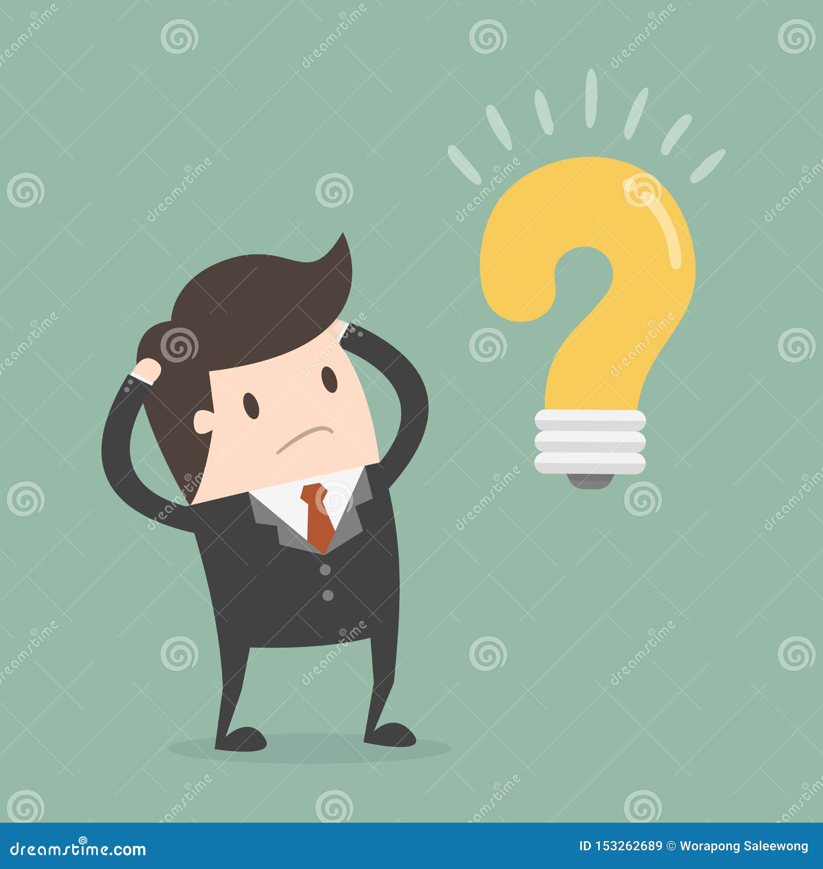 Young Man Doubting. Idea Concept. Stock Vector - Illustration of light ...