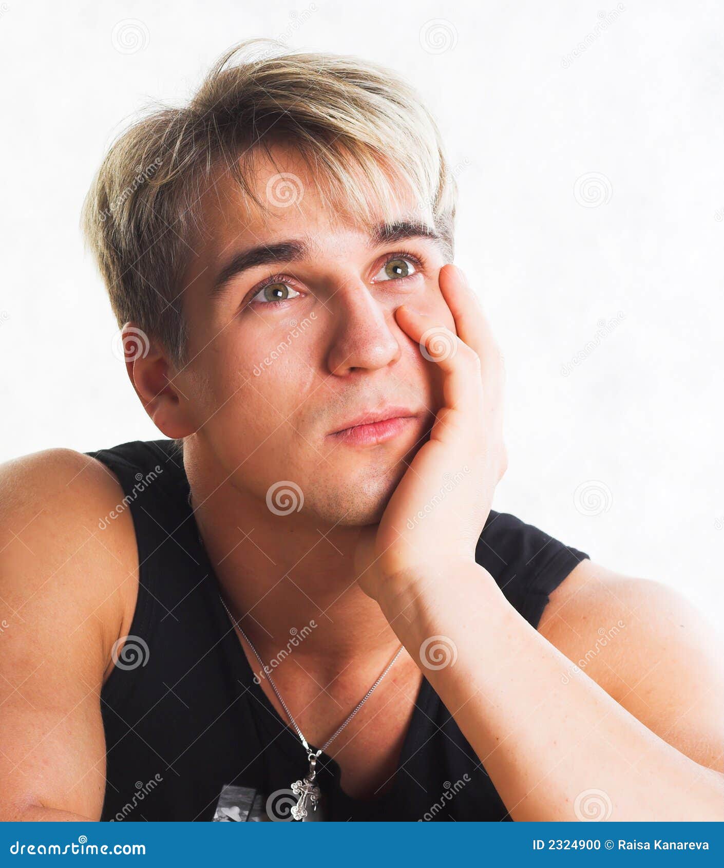 Young man dreaming stock photo. Image of problem, serious - 2324900