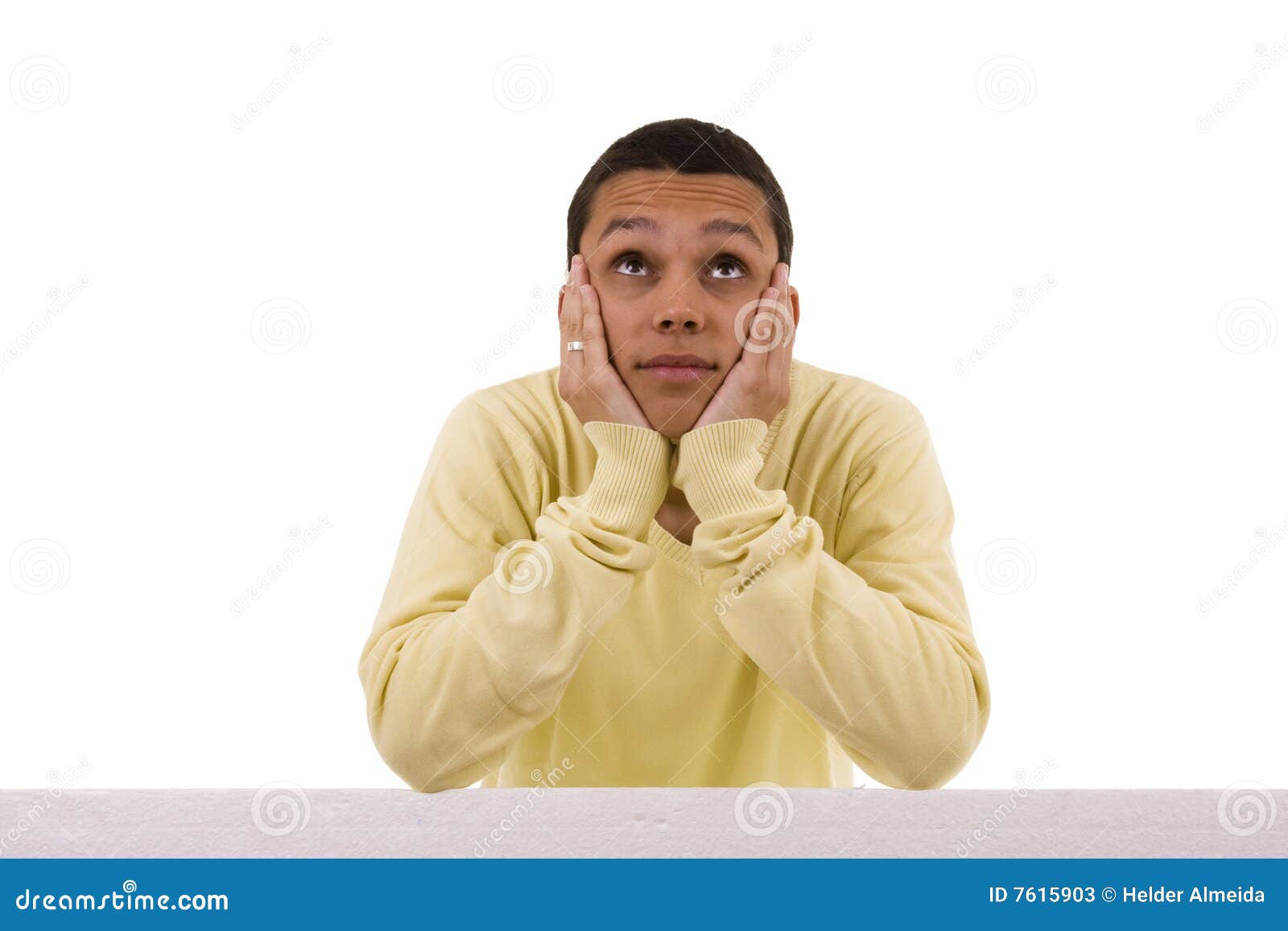 Young man dreaming stock image. Image of male, hands, emotion - 7615903