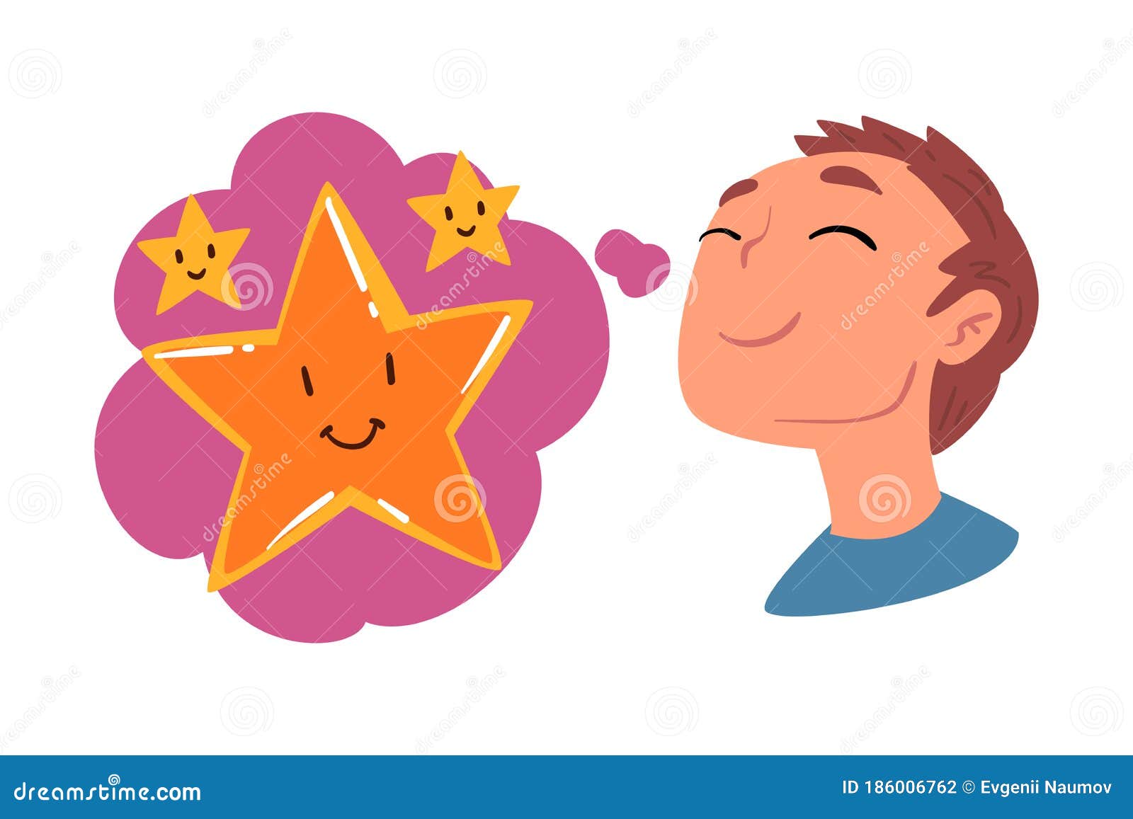 Young Man Dreaming, Human Thoughts and Needs Cartoon Style Vector ...