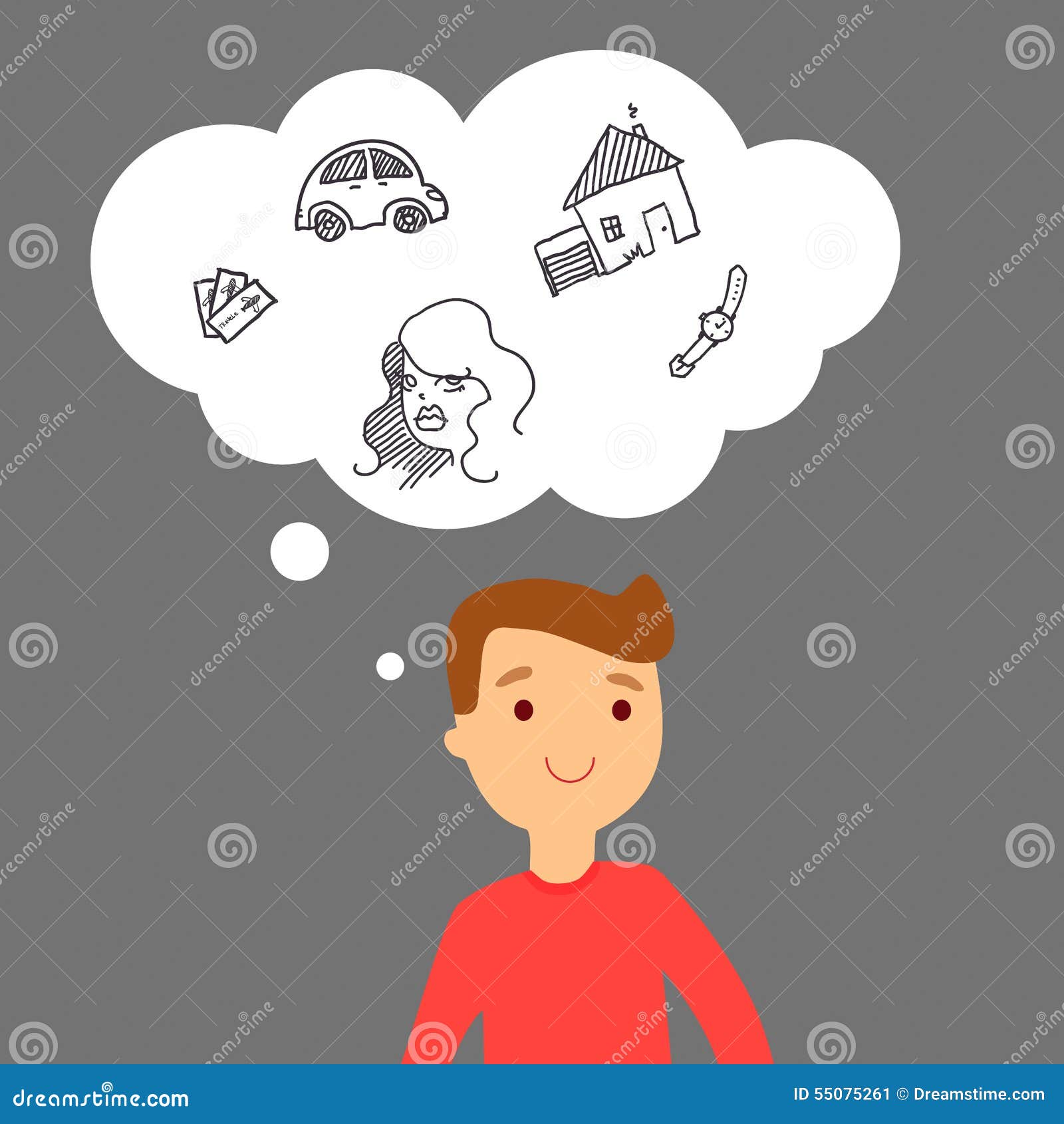 The Young Man Dreams of the Good Life. Stock Vector - Illustration of ...
