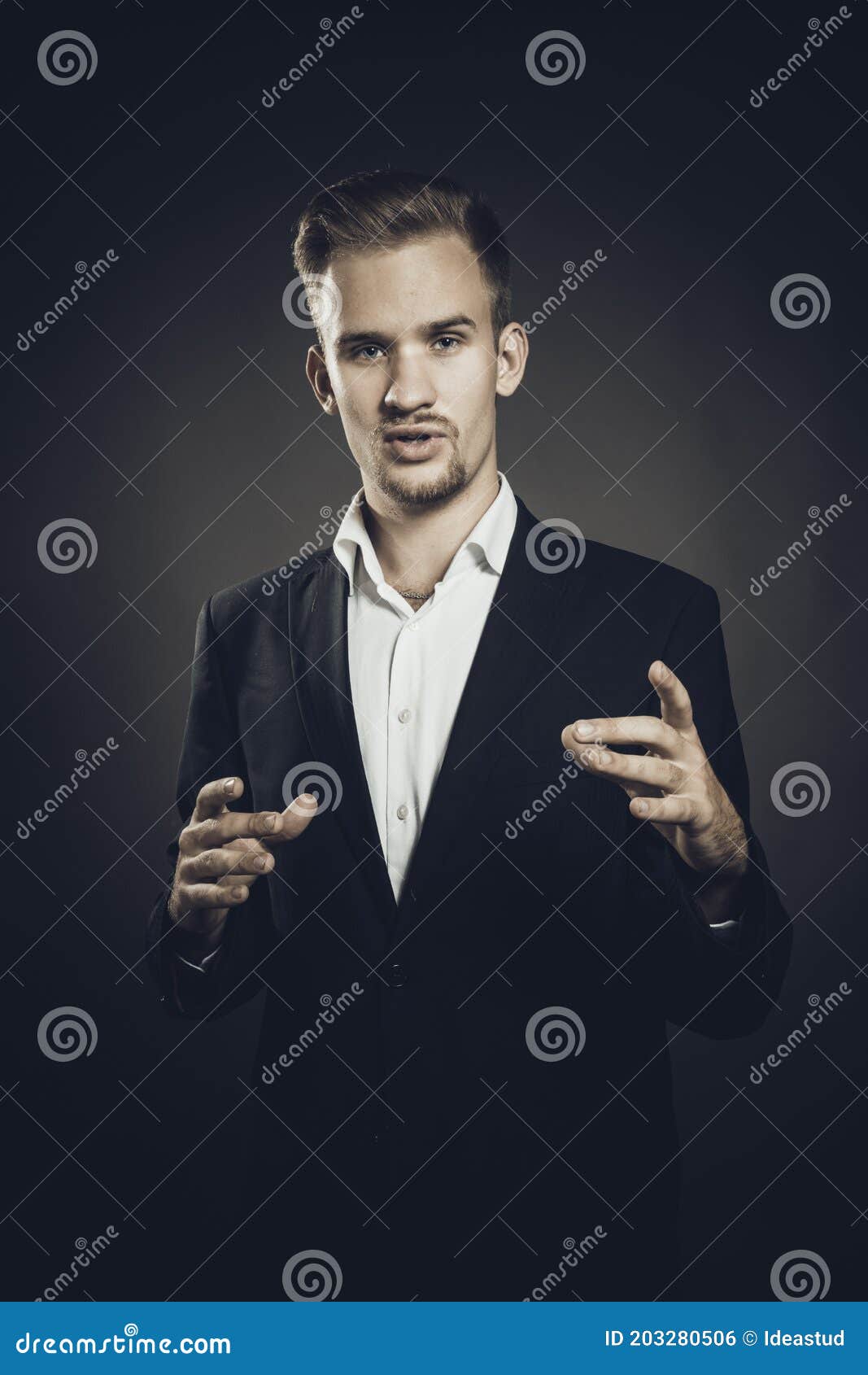 Young Man Dressed in Suit Studio Portrait Stock Photo - Image of ...