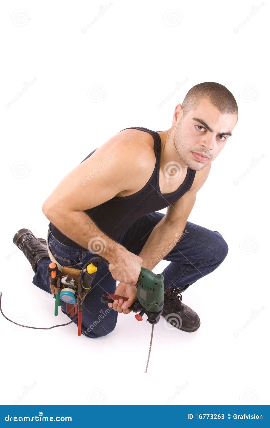 Young man drilling stock image. Image of caucasian, handsome - 16773263