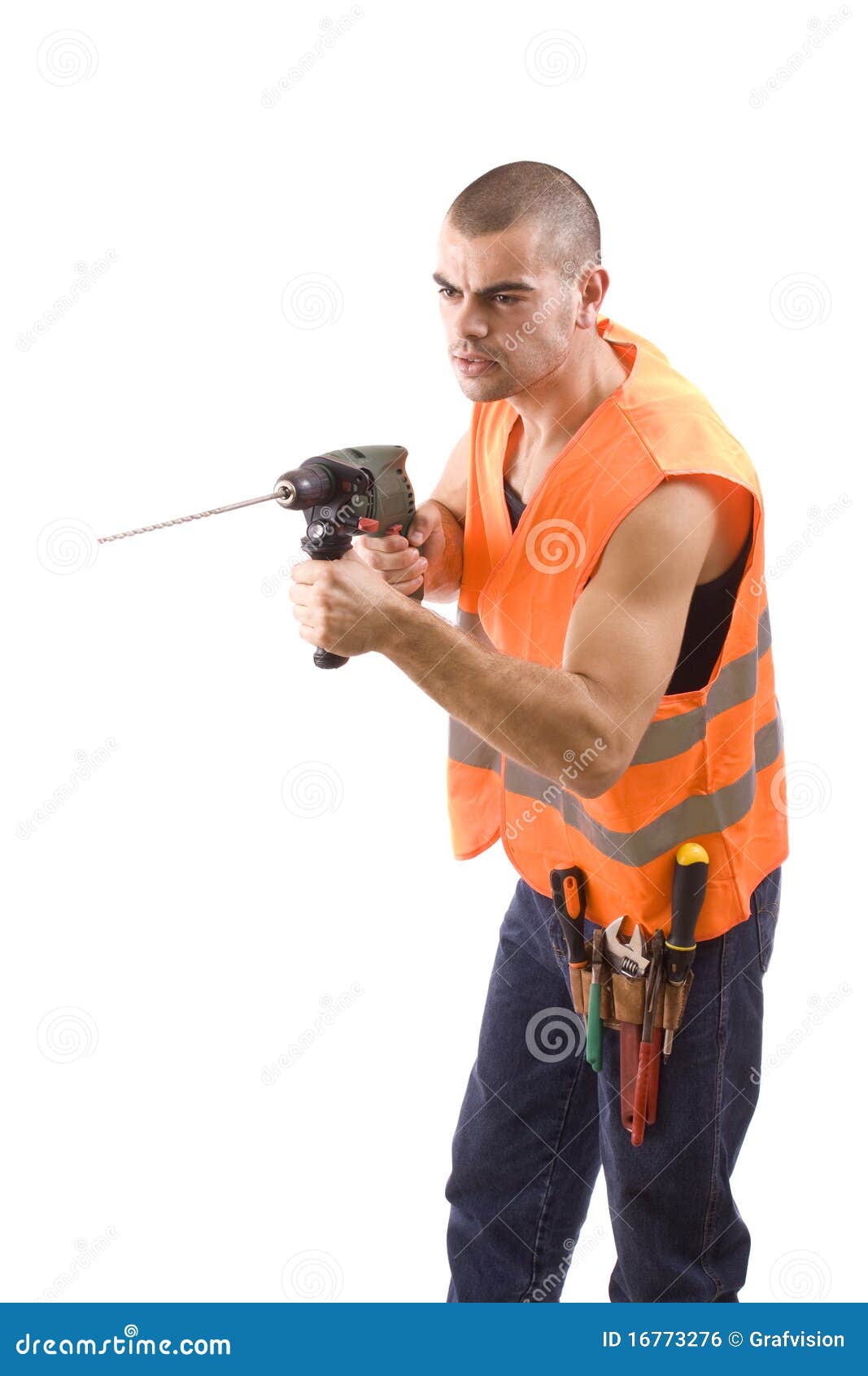 Young man drilling stock photo. Image of single, adult - 16773276