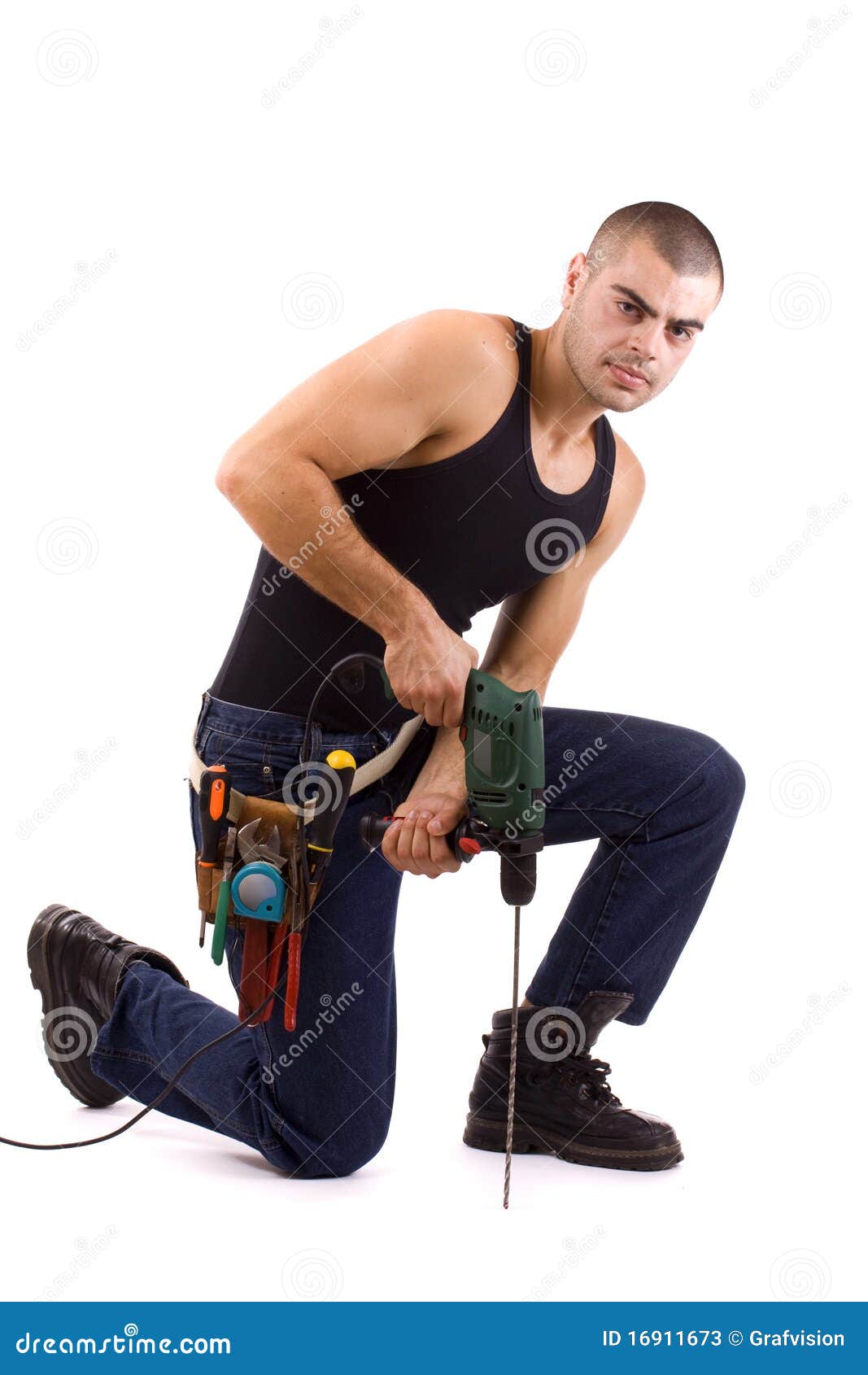 Young man drilling stock image. Image of casual, adult - 16911673