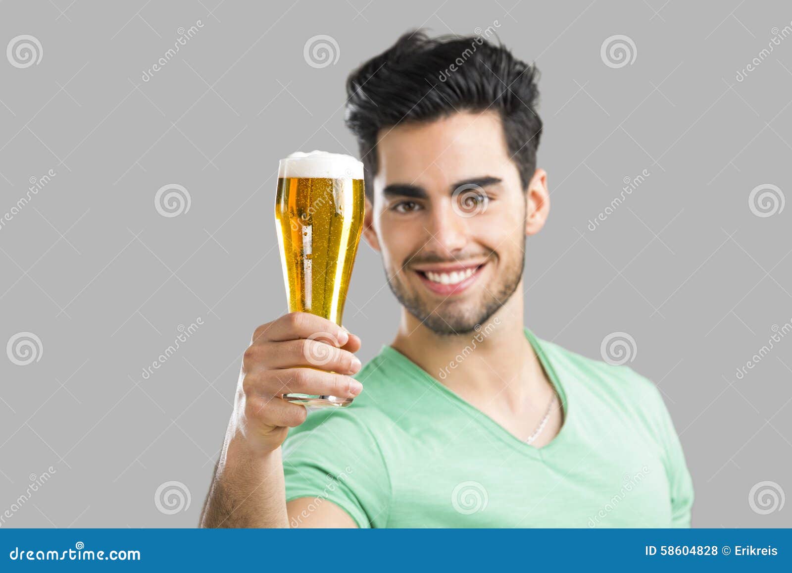 Young man drinking beer stock photo. Image of beautiful - 58604828