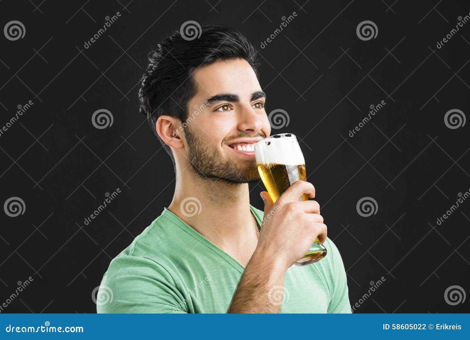 Young man drinking beer stock photo. Image of latin, beer - 58605022
