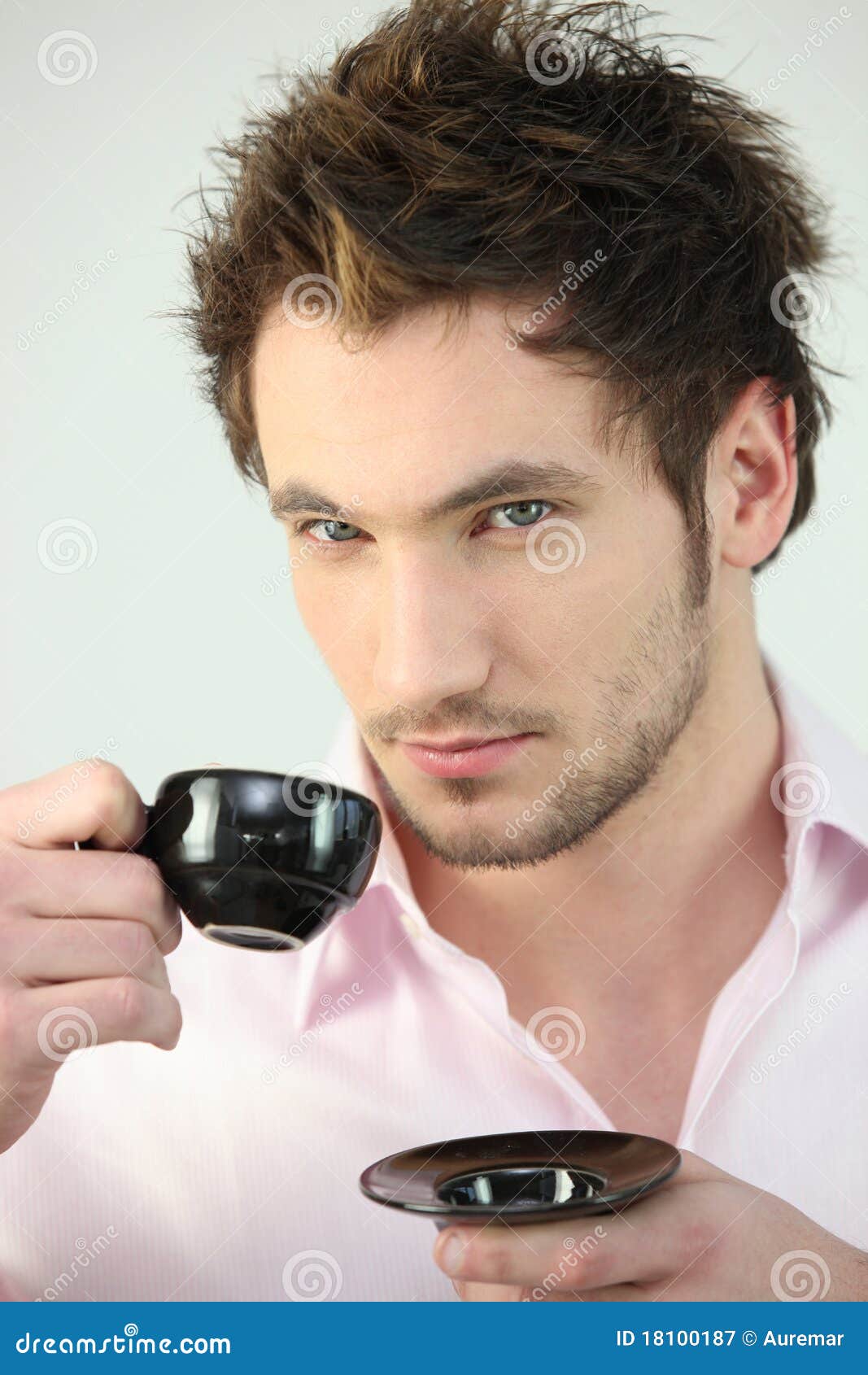 Young man drinking coffee stock image. Image of white - 18100187