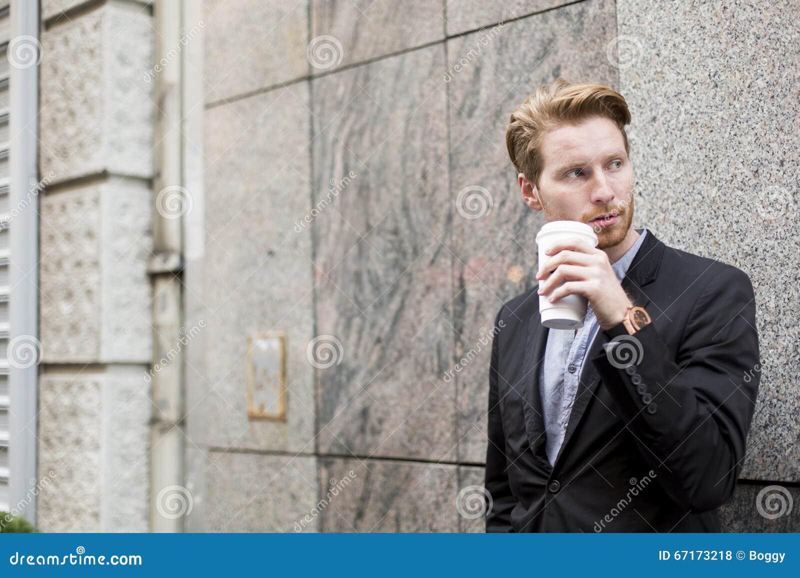 Young Man Drinking Coffee To Go on Street Stock Photo - Image of ...