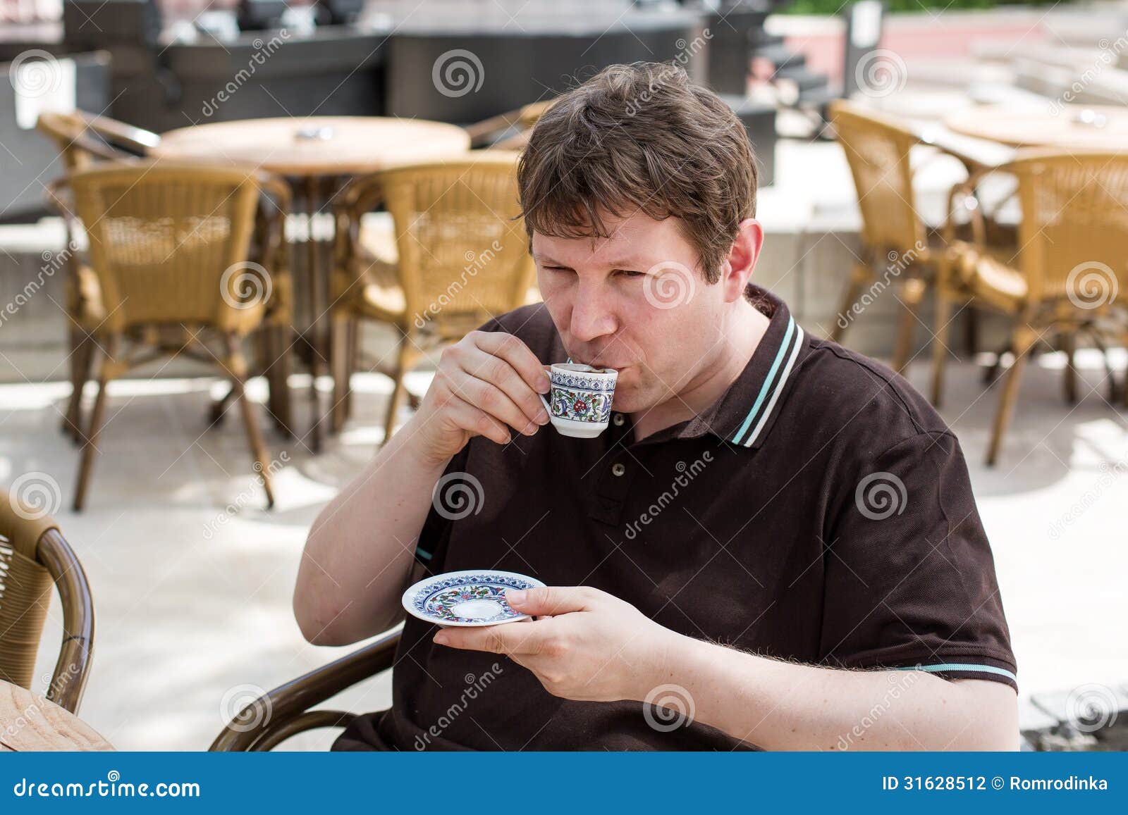 Young Man Drinking Traditional Turkish Mocca Coffee Stock Photo - Image ...