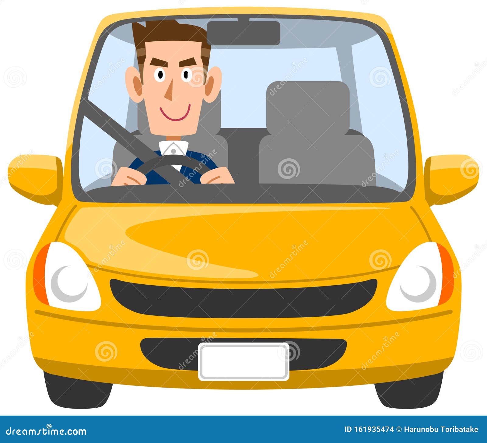 Young man driving a car stock vector. Illustration of passenger - 161935474