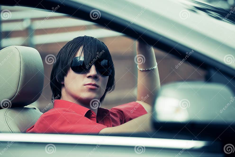 Young Man Driving a Convertible Stock Photo - Image of male, life: 17435472