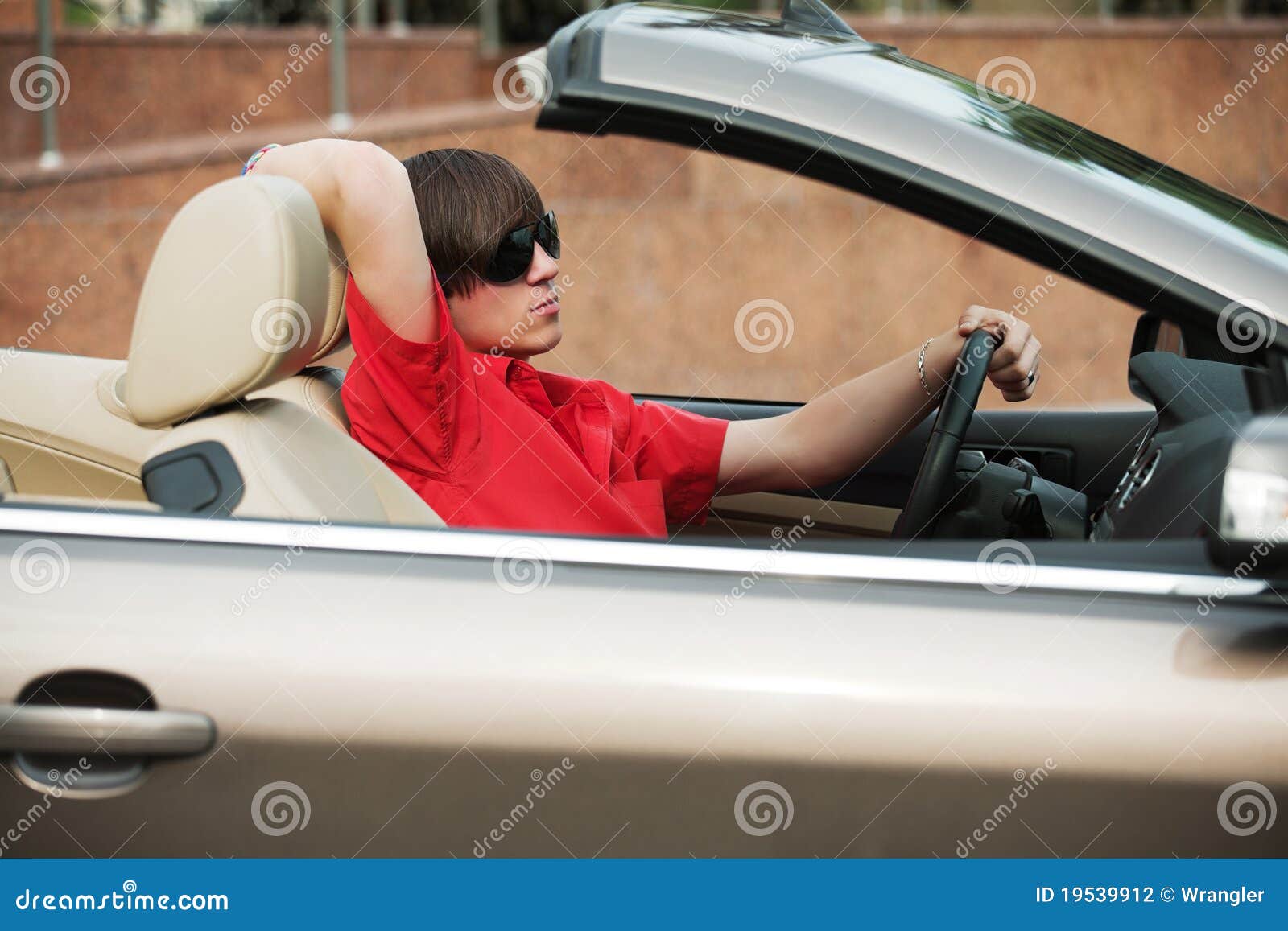 Young Man Driving a Convertible Stock Photo - Image of lifestyle ...