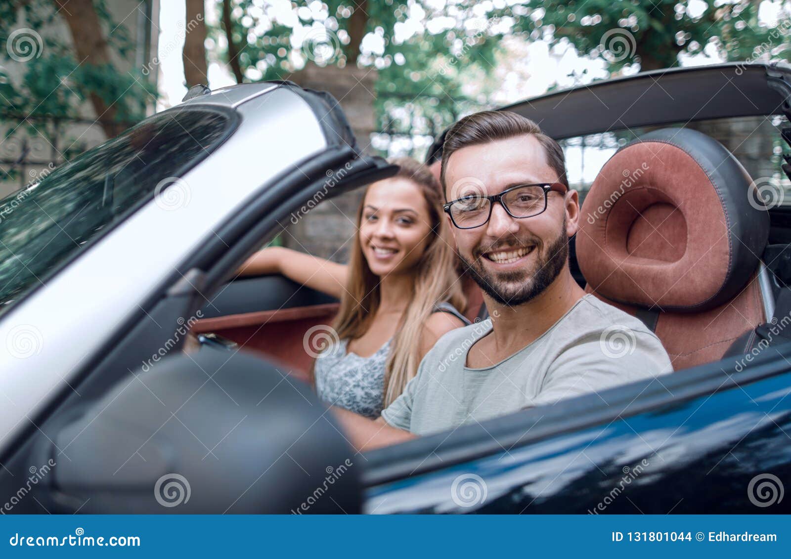 Young Man Driving a Convertible Car Stock Photo - Image of journey ...