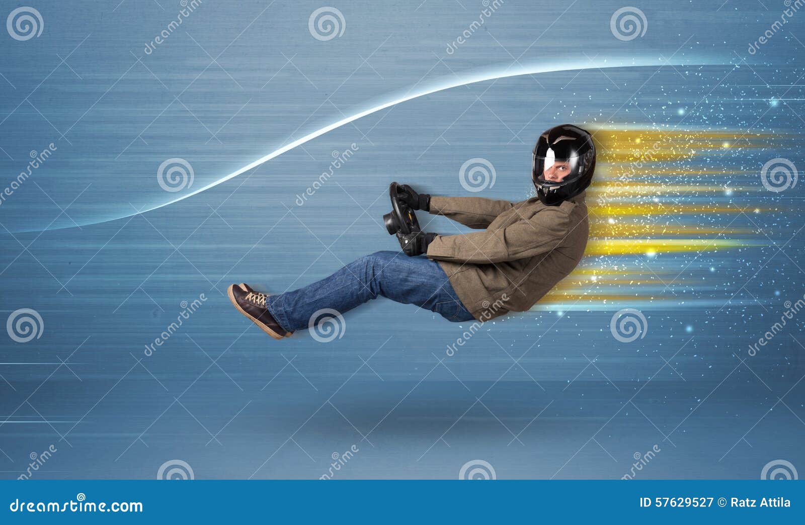 Young Man Driving in Imaginary Fast Car with Blurred Lines Stock Image ...