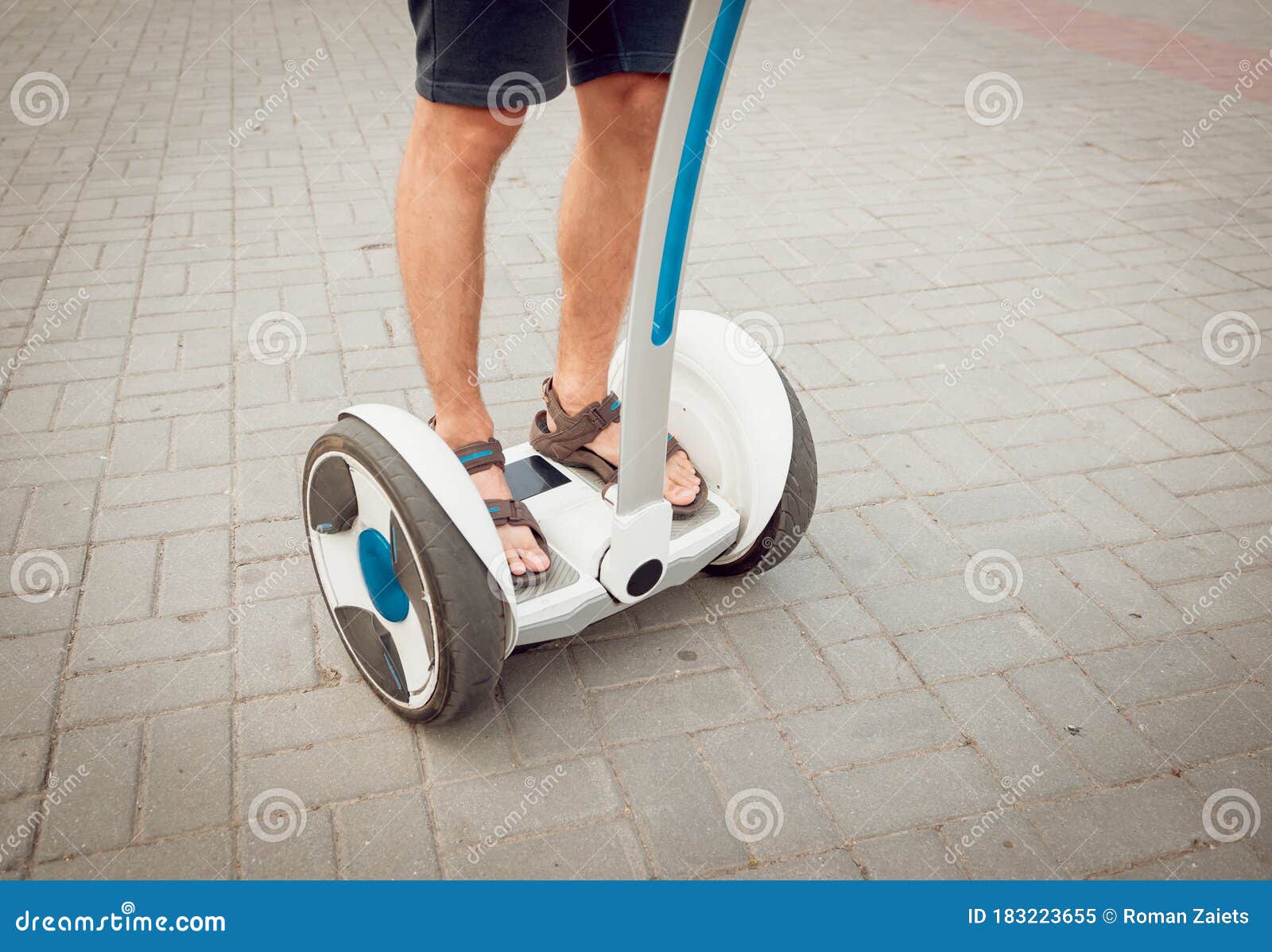 Young Man Driving on Segway in the Park. Stock Image - Image of person ...