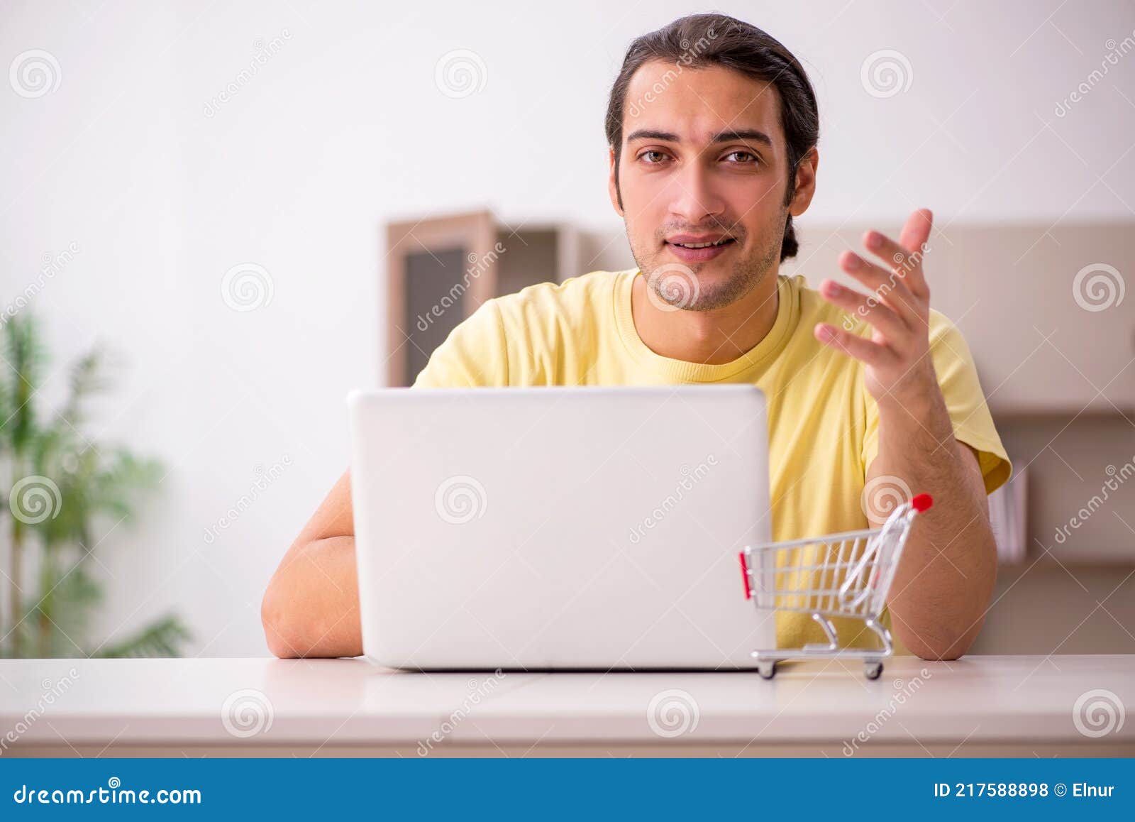 Young Man in E-commerce Concept at Home Stock Photo - Image of consumer ...
