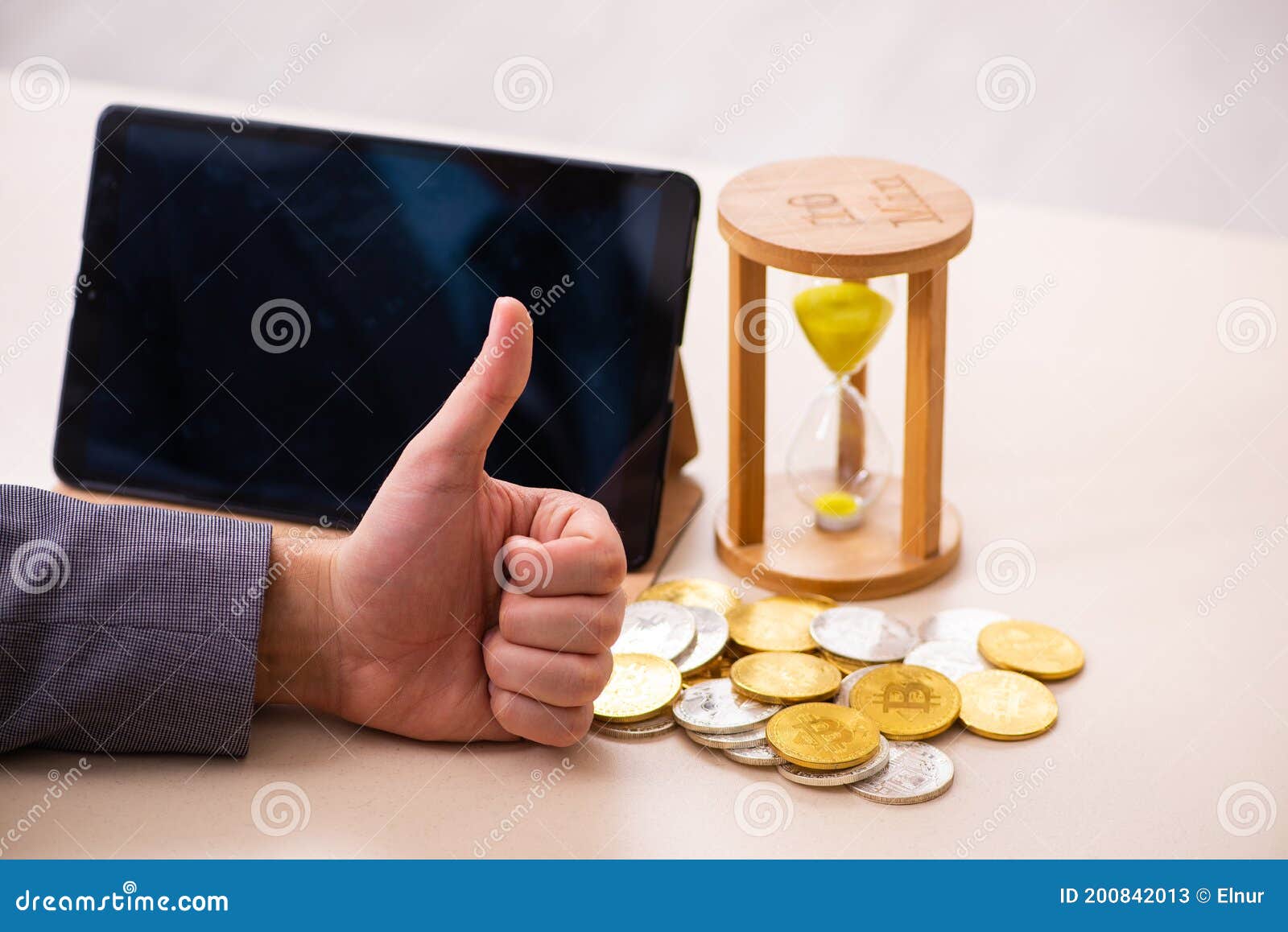 Young Man Earning Money Via Internet in Time Management Concept Stock ...