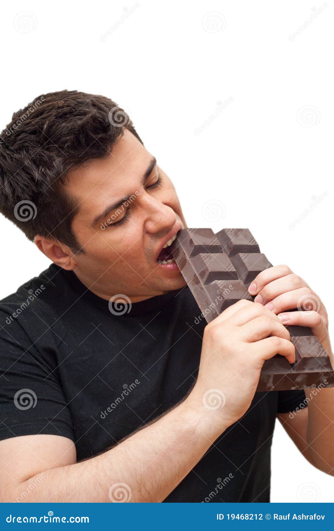 Young Man Eating Big Chocolate Stock Photo - Image of food, masculine ...