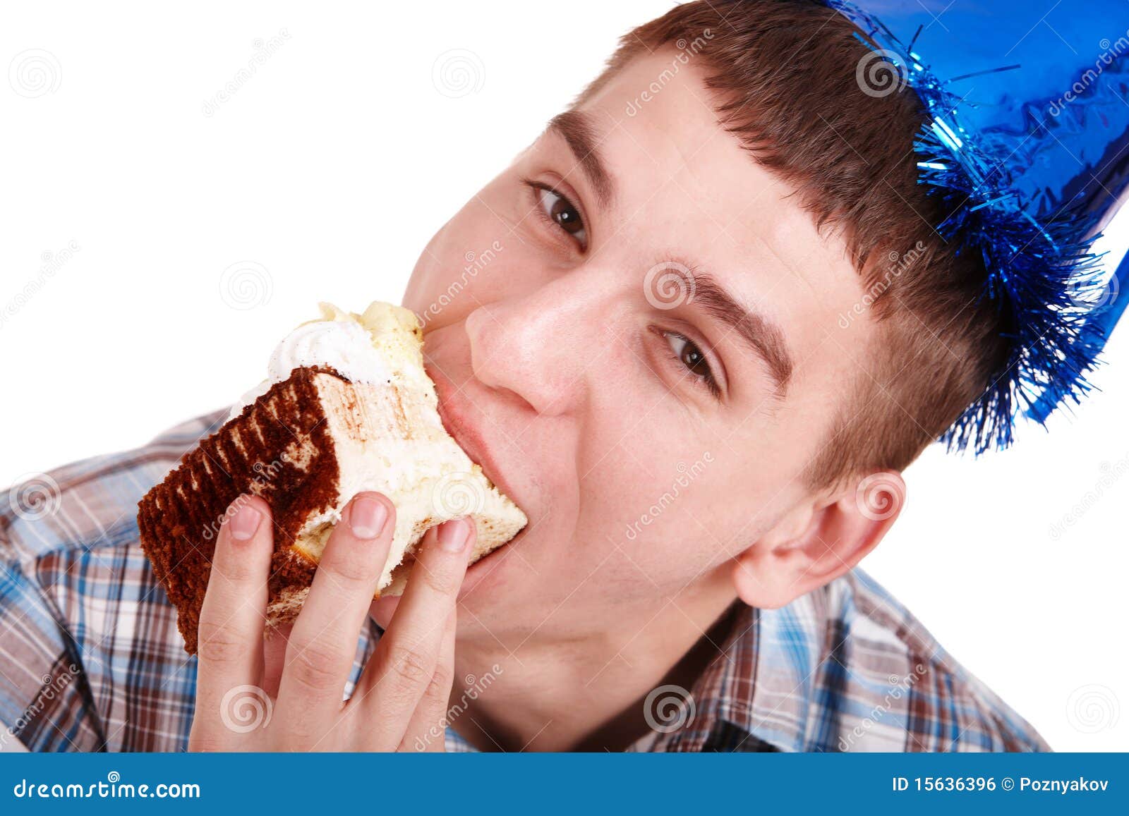 Young Man Eating Chocolate Cake. Stock Photo - Image of human, delight ...