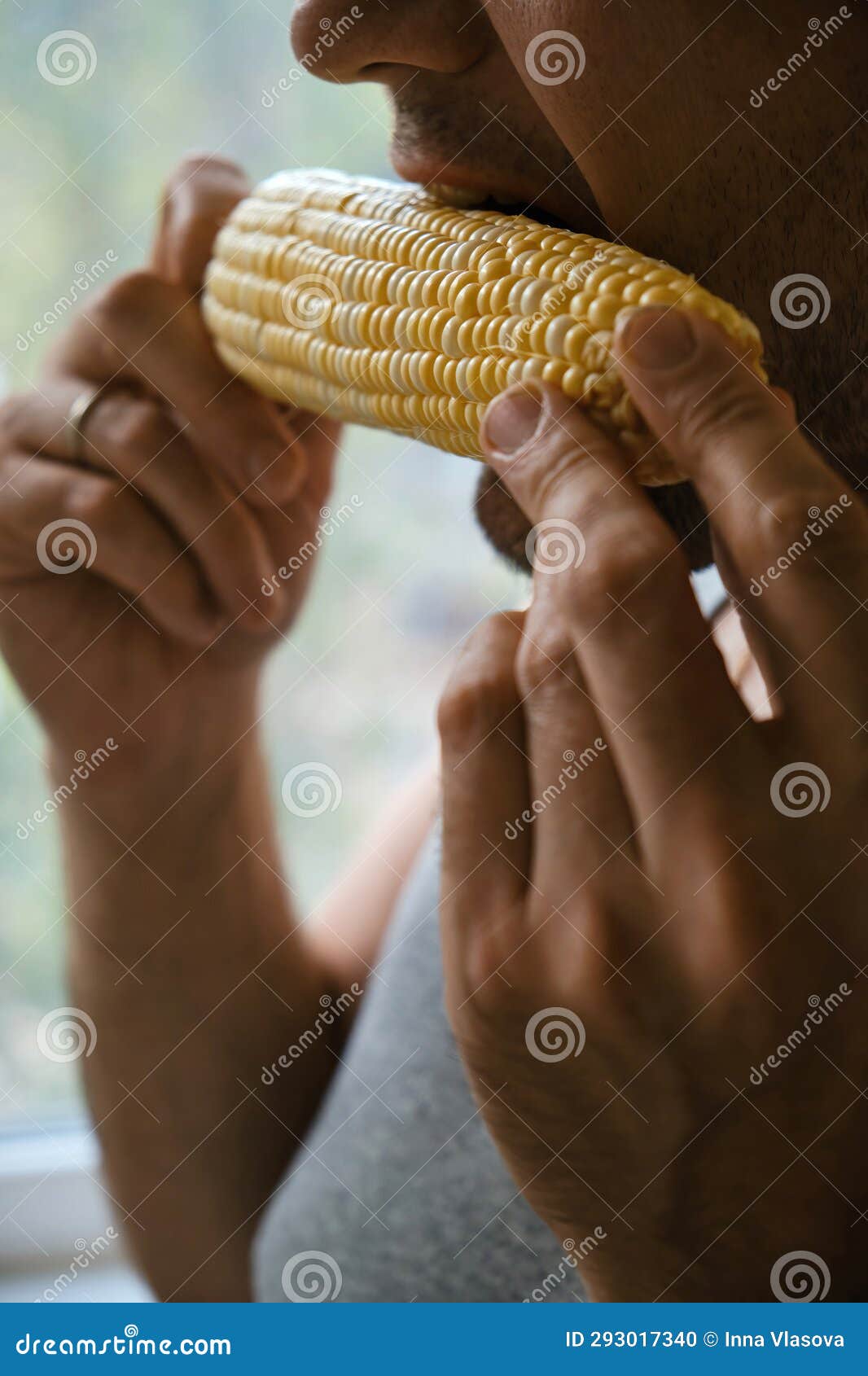 Young Man Eating Corn Close-up of an Unrecognizable Stock Photo - Image ...
