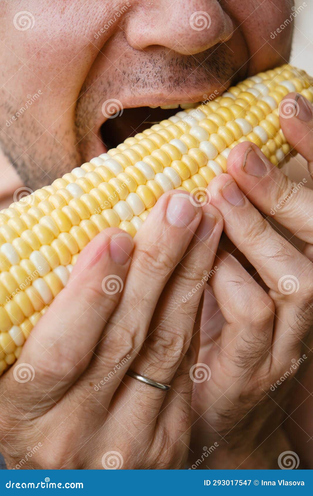 Young Man Eating Corn Close-up of an Unrecognizable Stock Image - Image ...