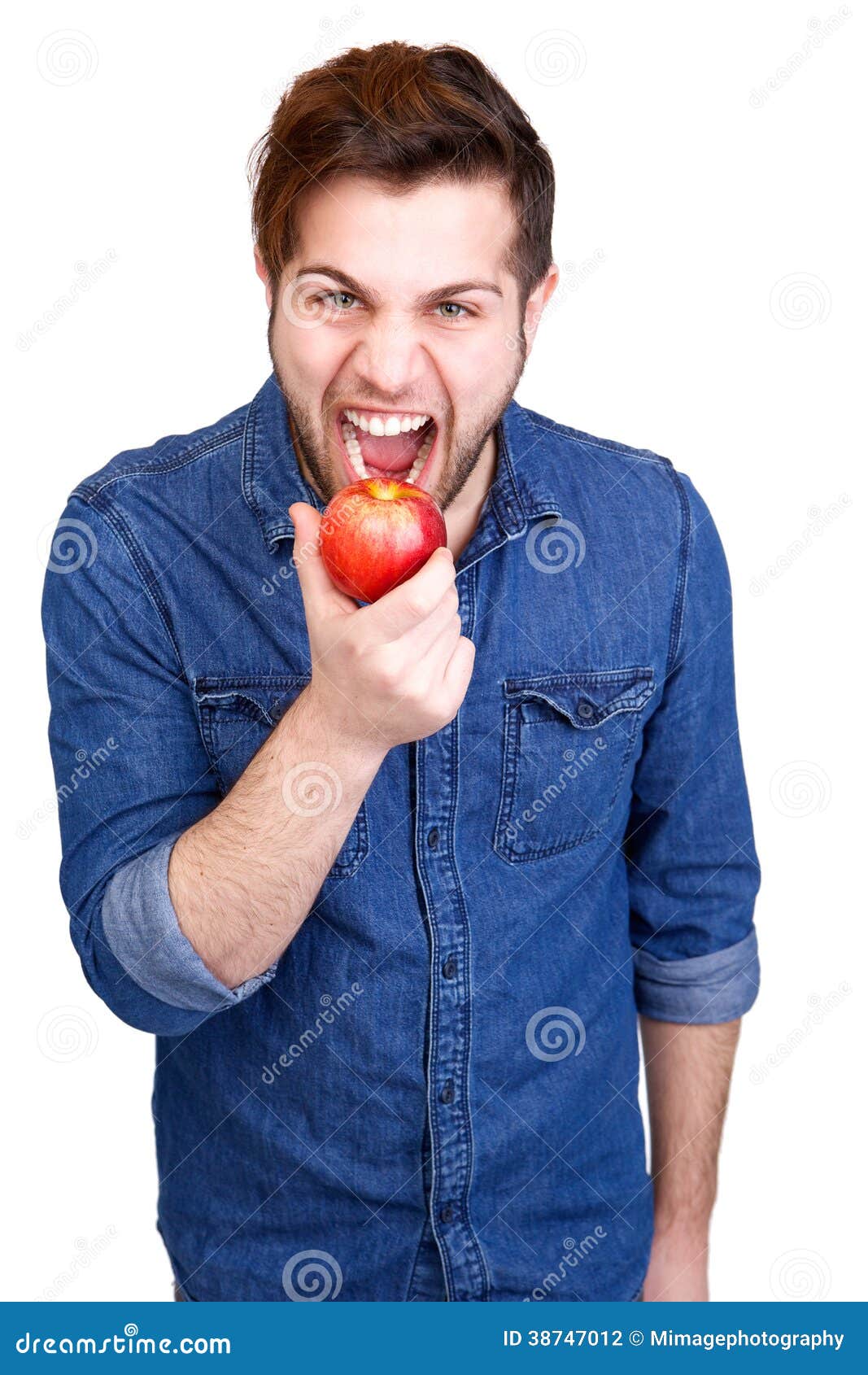 Young Man Eating Fresh Apple Stock Photo - Image of face, fresh: 38747012