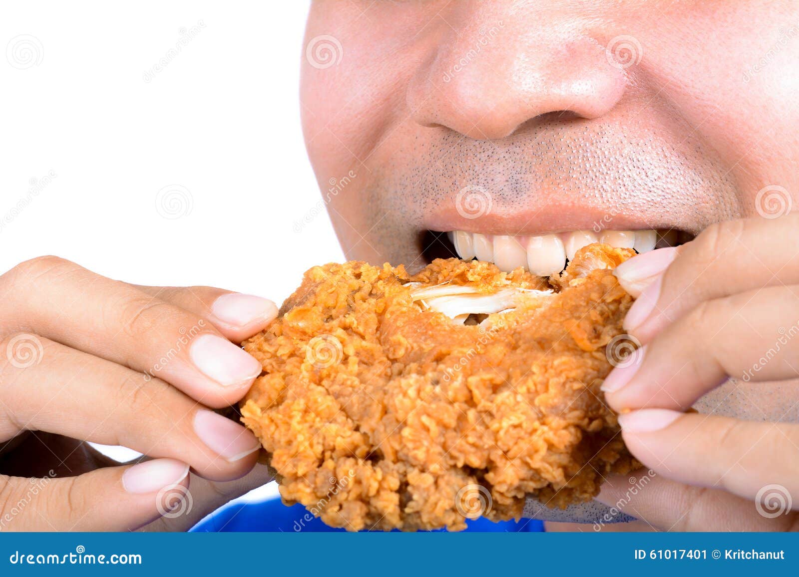 Young Man Eating Fried Chicken Stock Image - Image of people, isolate ...