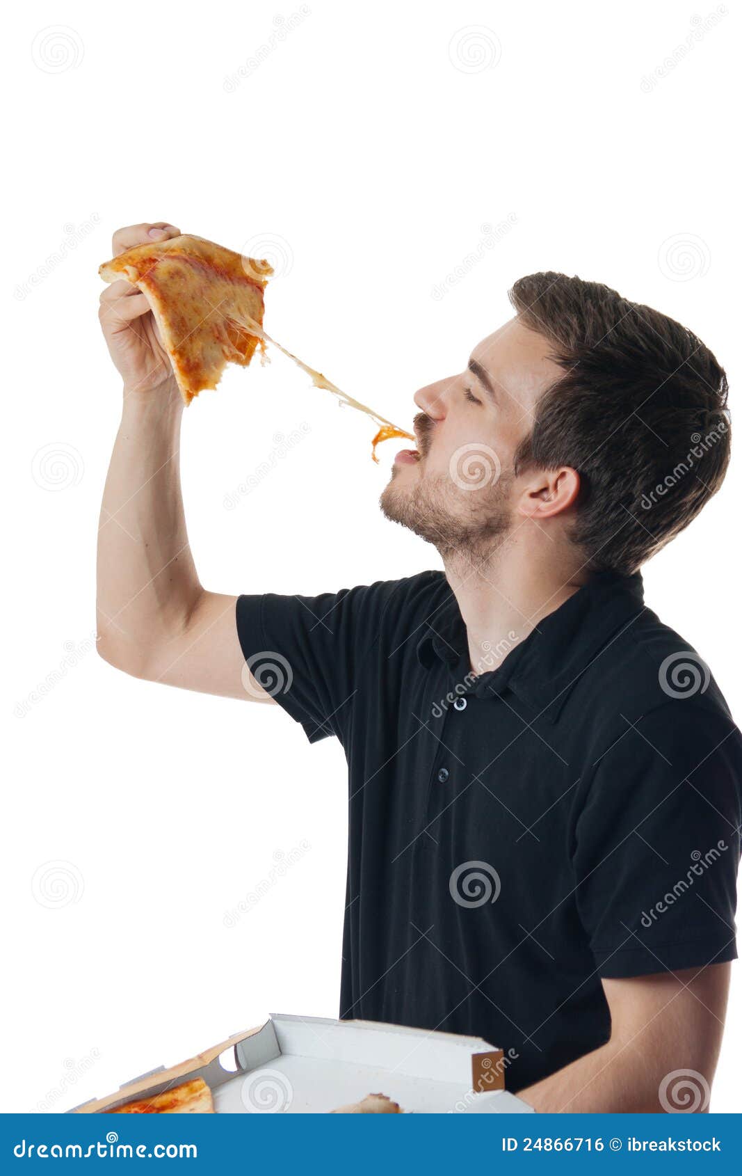 Young man eating pizza stock photo. Image of lifestyle - 24866716