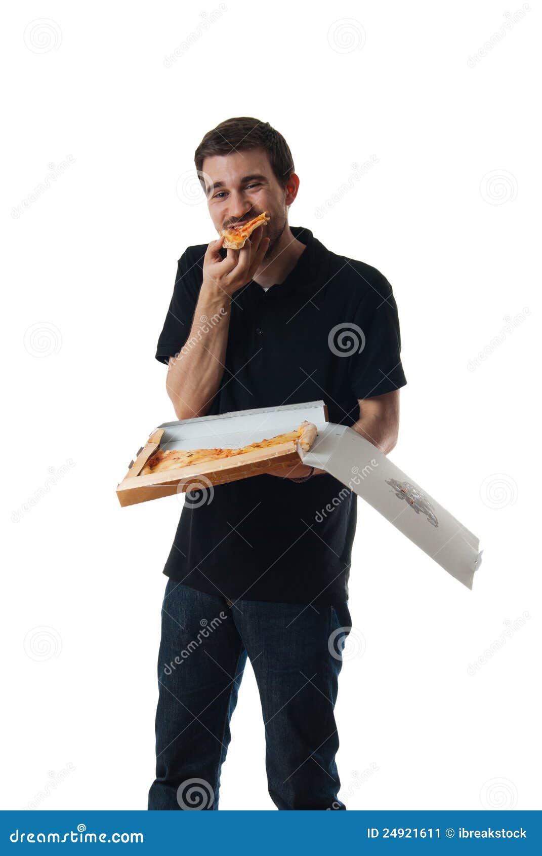 Young man eating pizza stock image. Image of male, delicious - 24921611