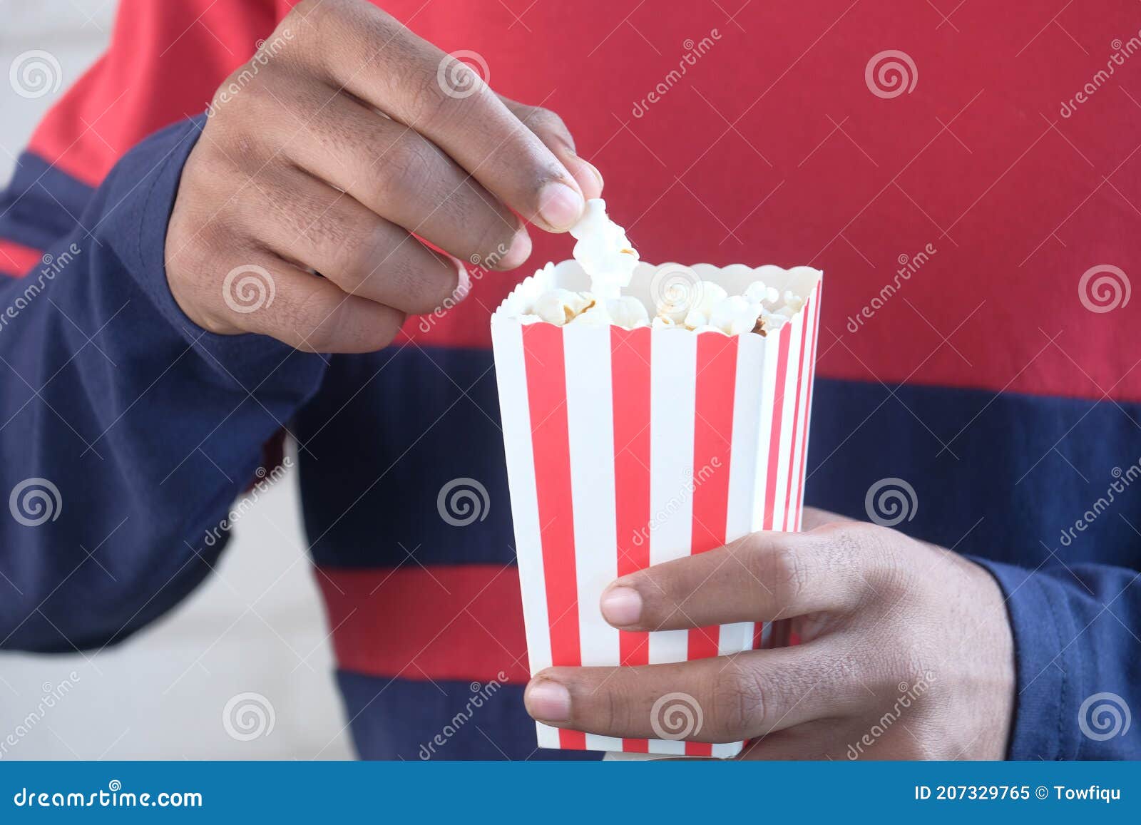 Young Man Eating Popcorn Close Up Stock Image - Image of bowl ...