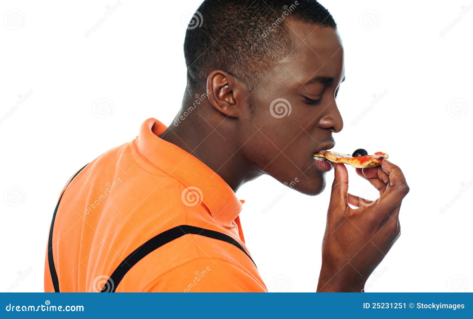Young Man Eating a Slice of Pizza Stock Image - Image of eating, meal ...