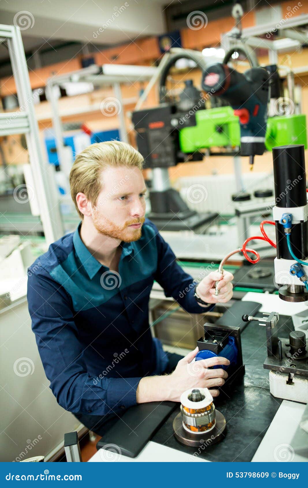 Young Man in Electronics Workshop Stock Image - Image of work ...