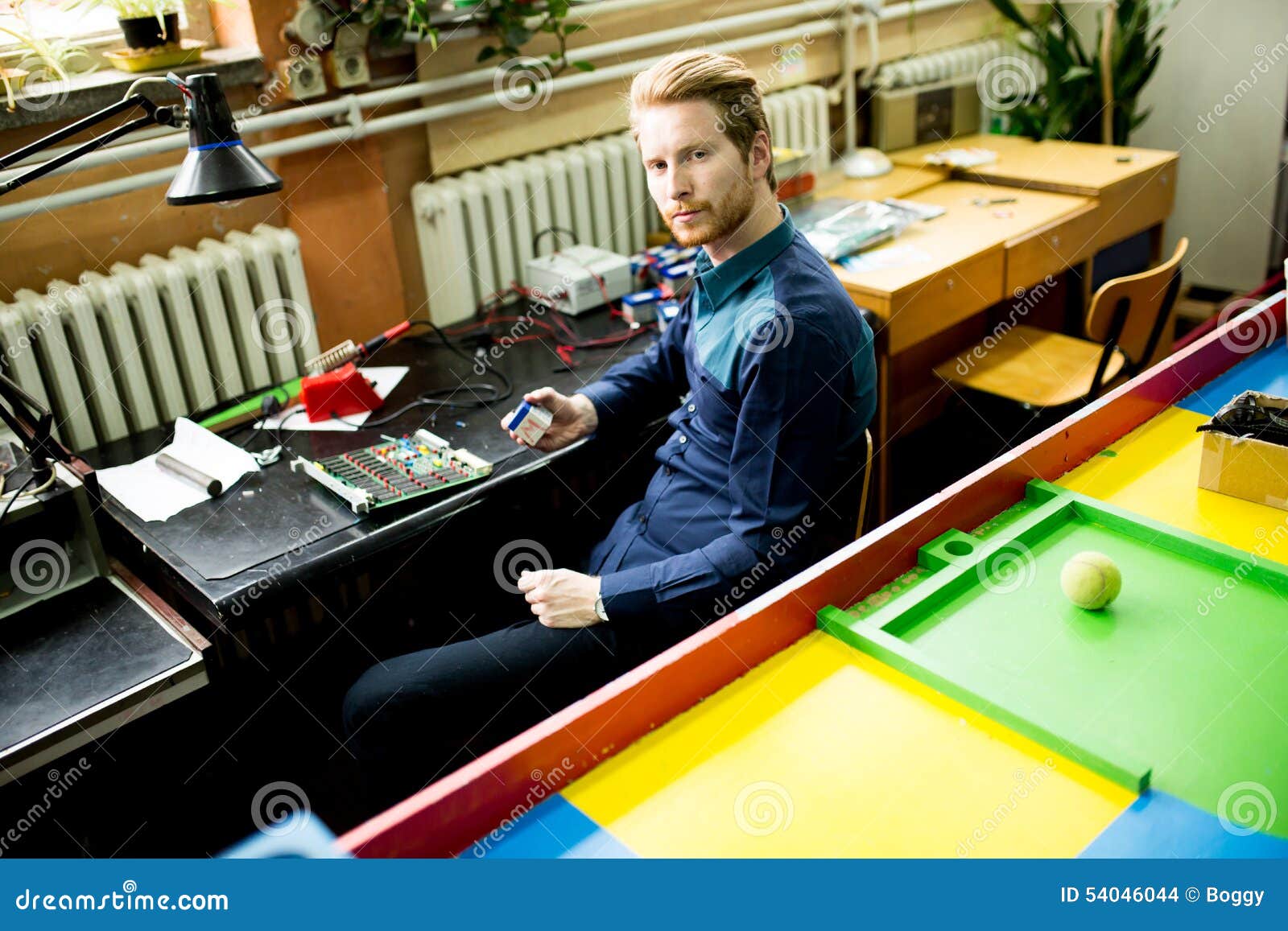 Young Man in Electronics Workshop Stock Photo - Image of engineer ...