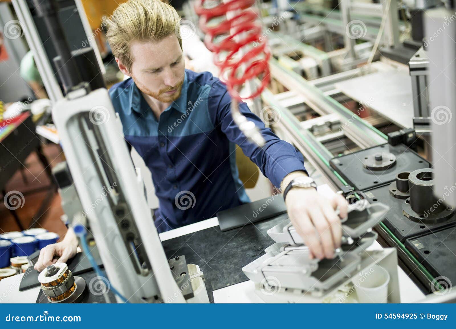 Young Man in Electronics Workshop Stock Image - Image of industry ...