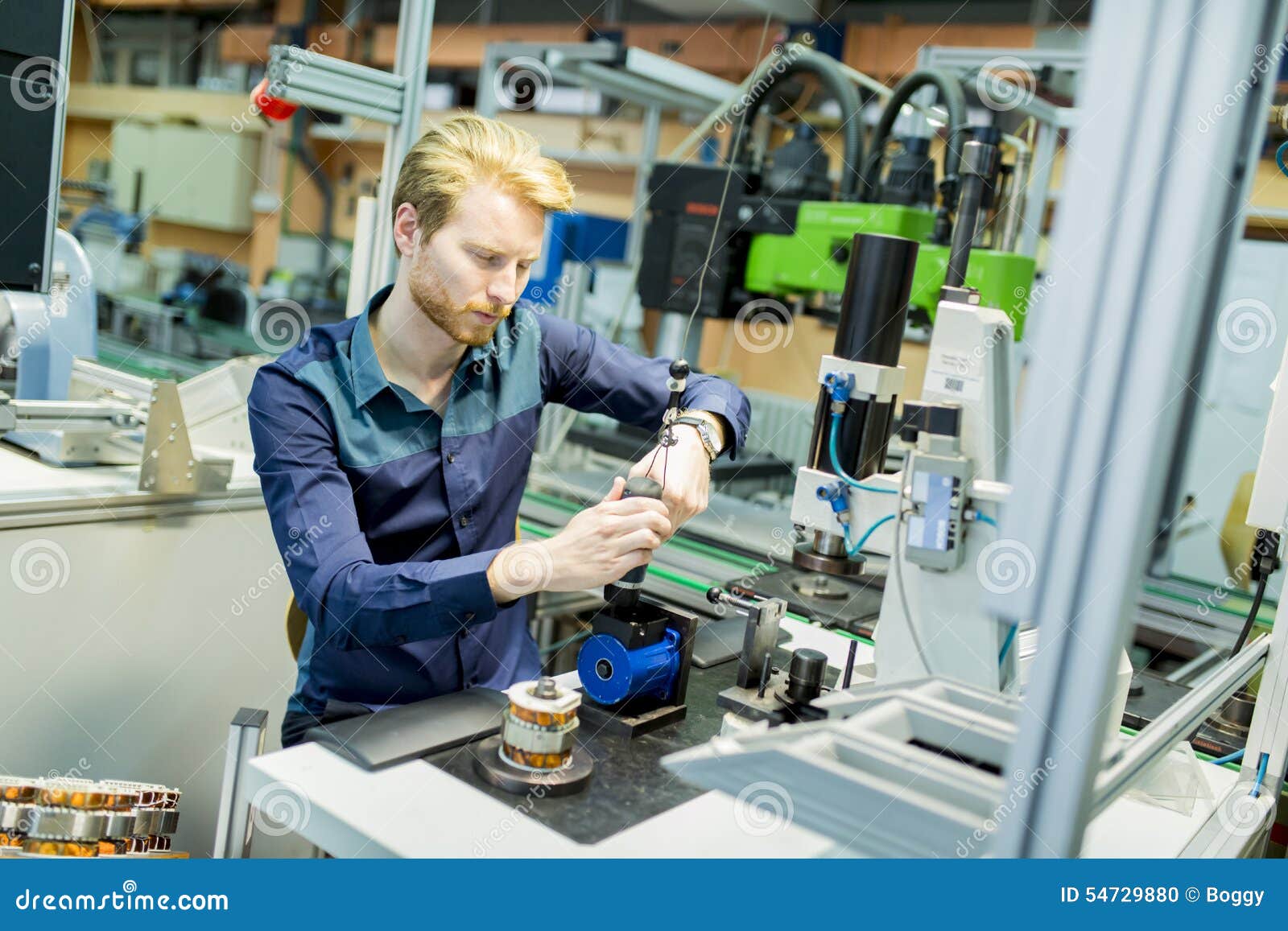 Young Man in Electronics Workshop Stock Photo - Image of young ...