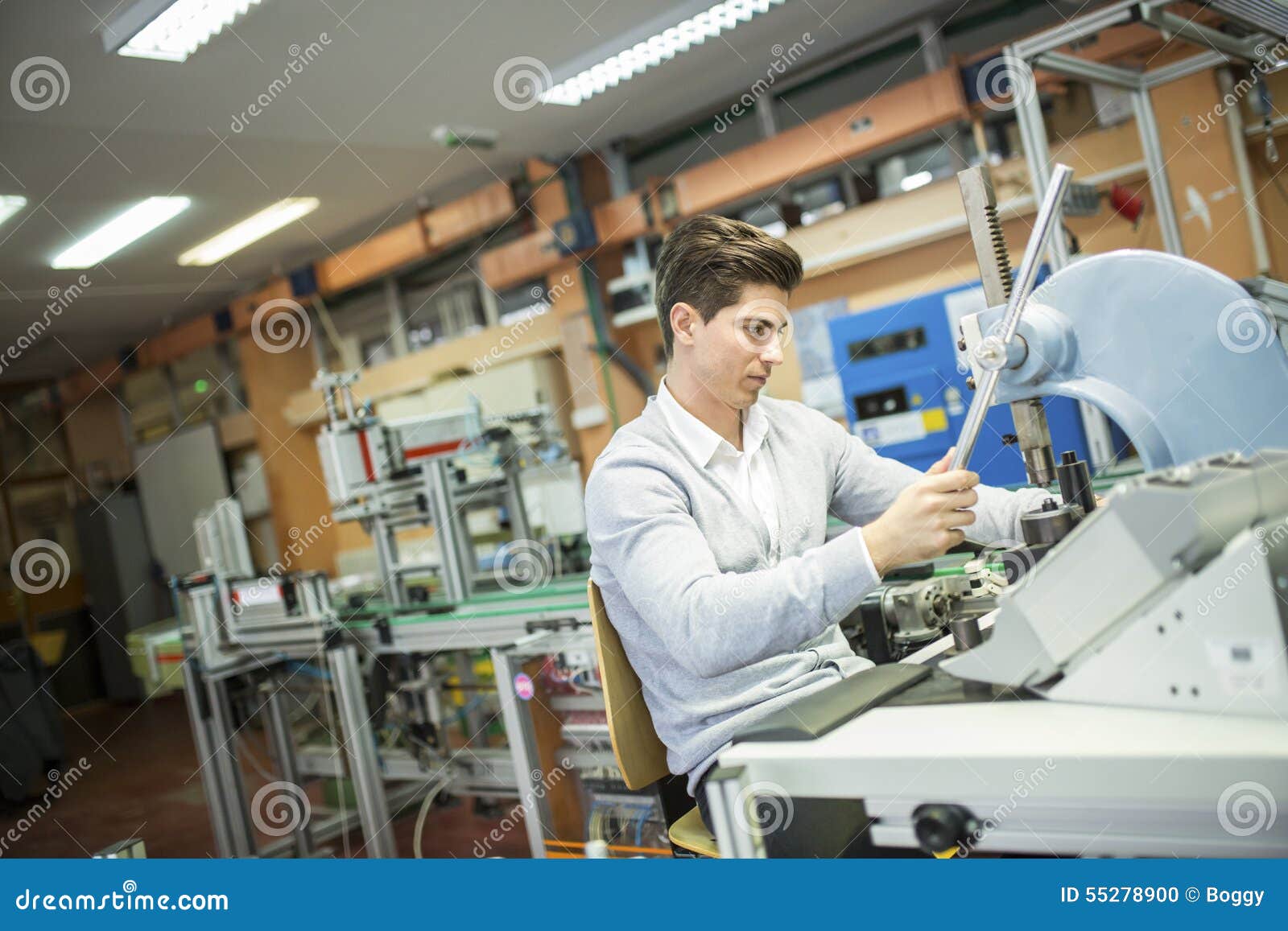 Young Man in Electronics Workshop Stock Photo - Image of young ...
