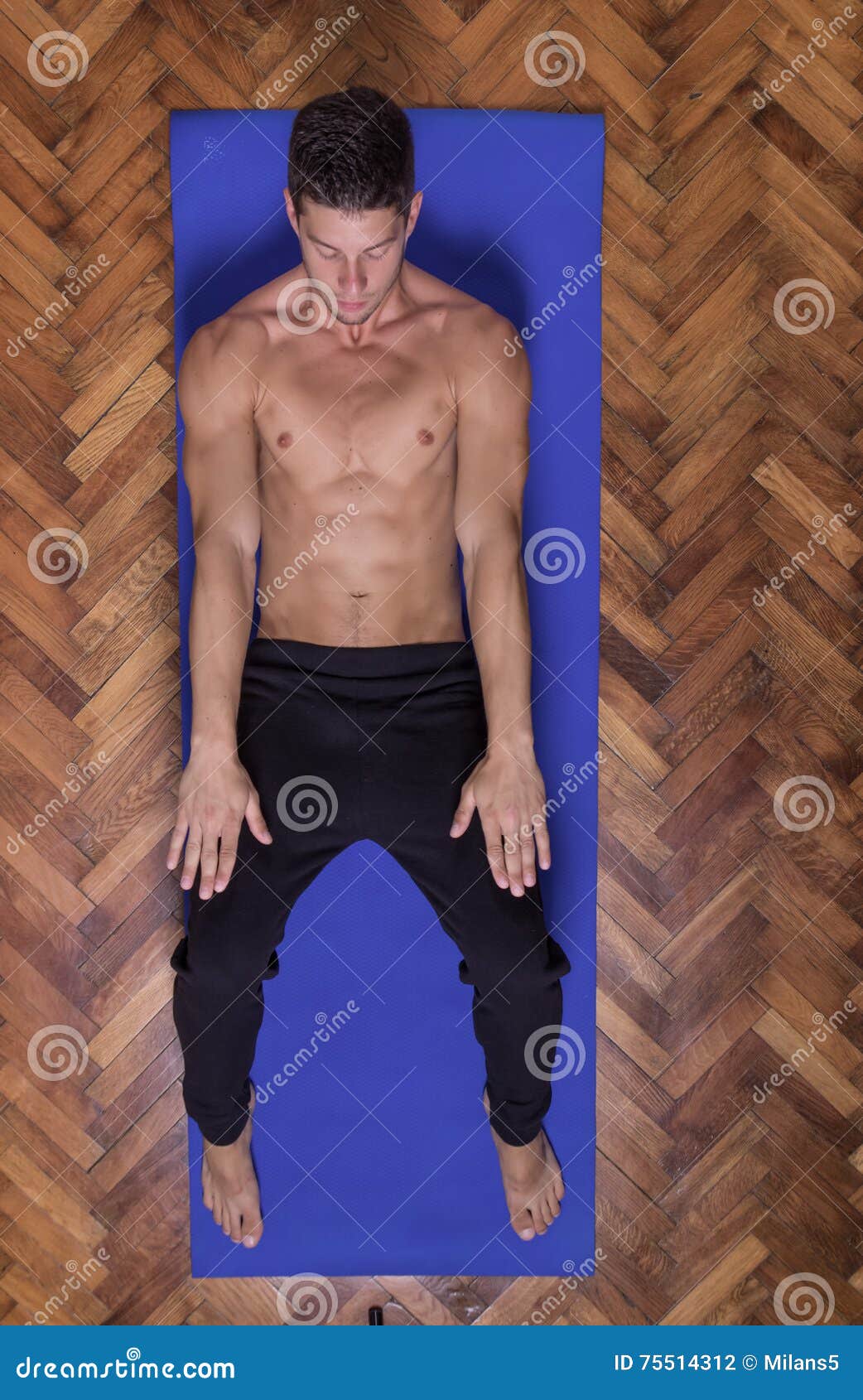 Young Man Elevated View Abs Forward Workout Down Stock Photo - Image of ...