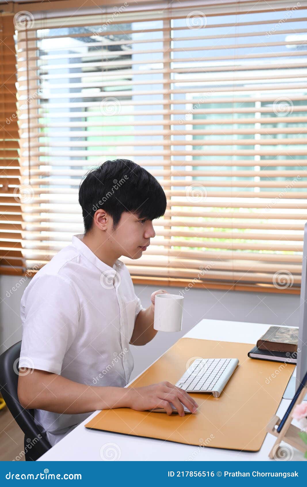 Young Man Employee Concentrate Working in Comfortable Workplace. Stock ...