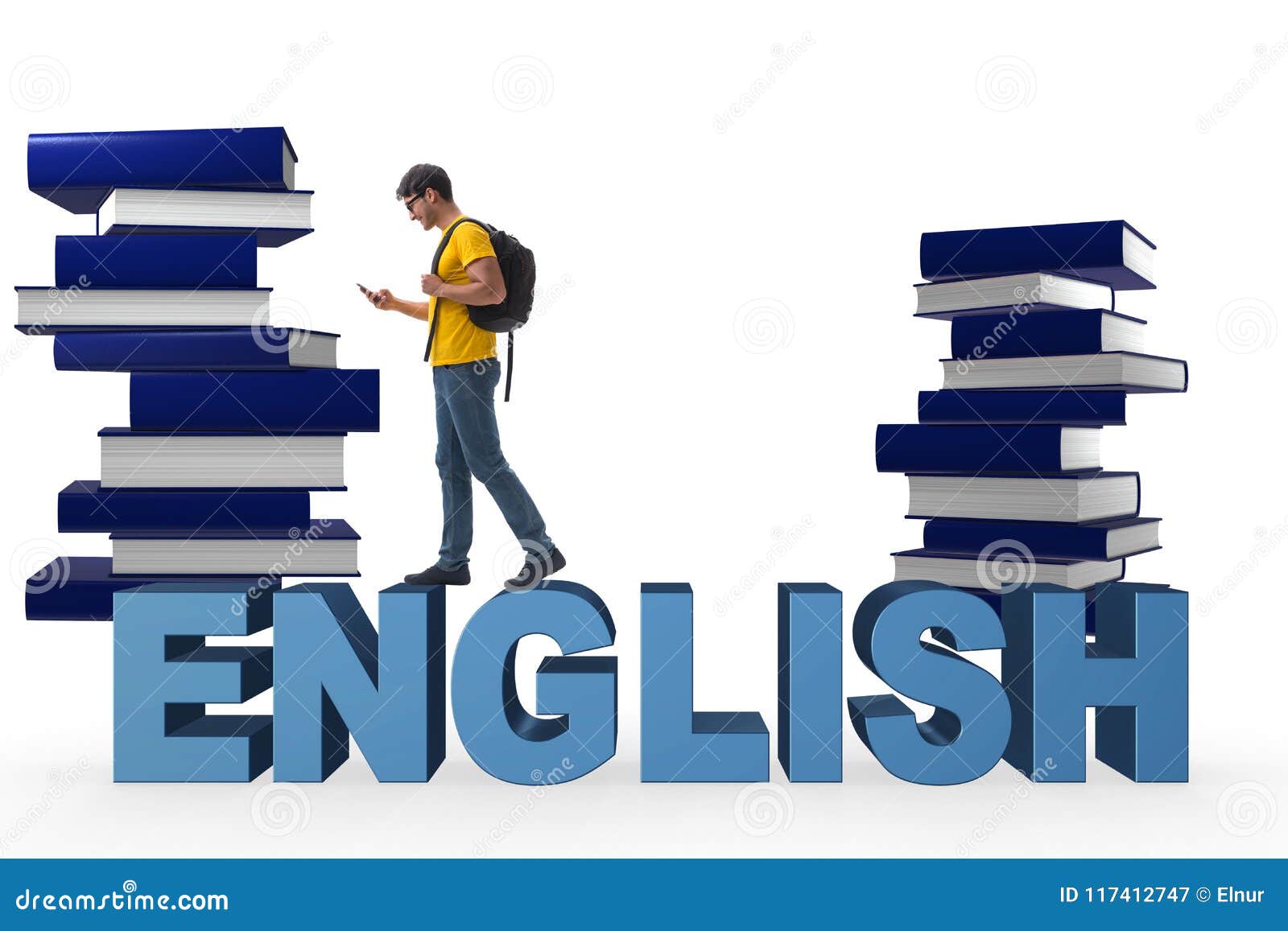 The Young Man in English Studying Learning Concept Stock Image - Image ...