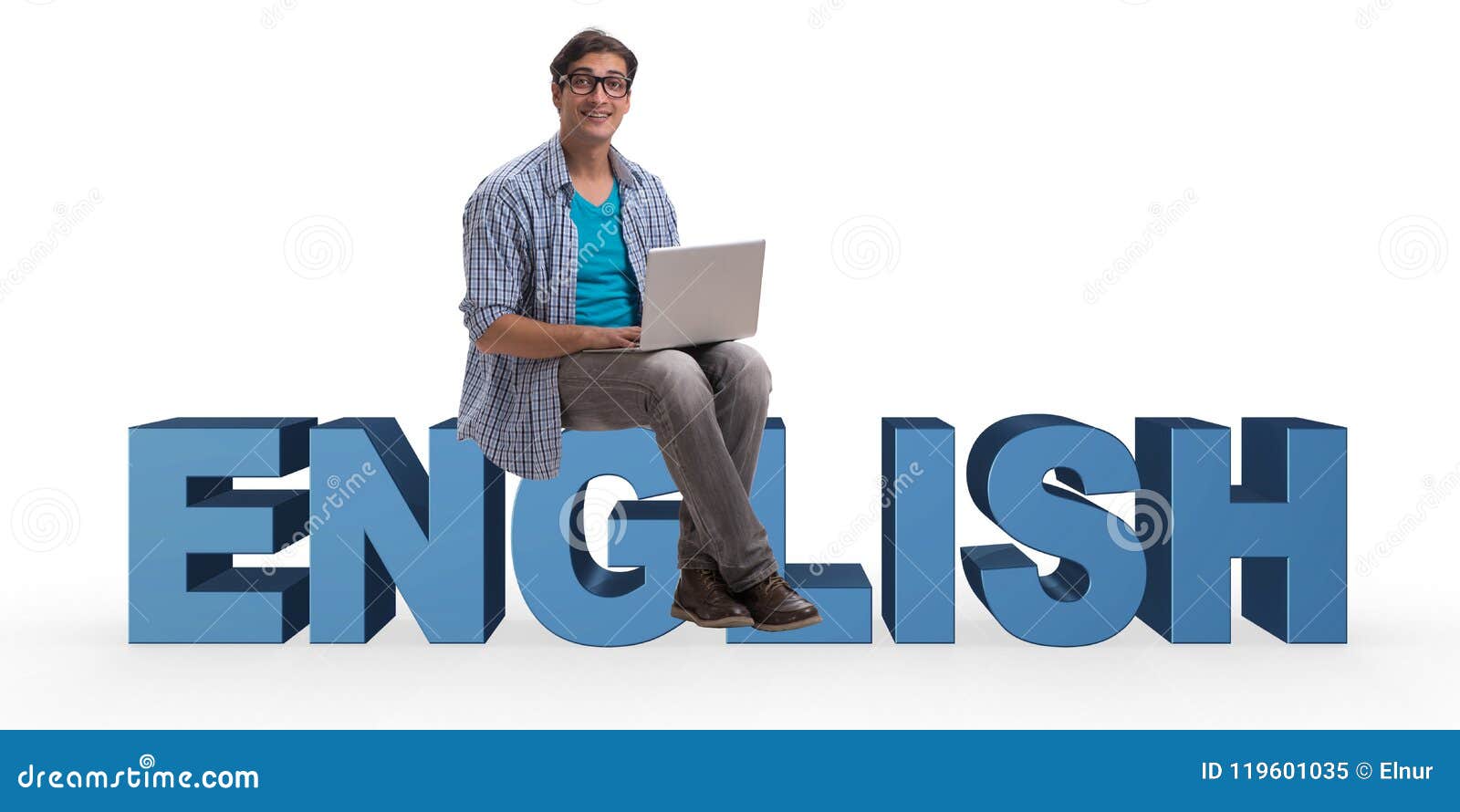 The Young Man in English Studying Learning Concept Stock Image - Image ...