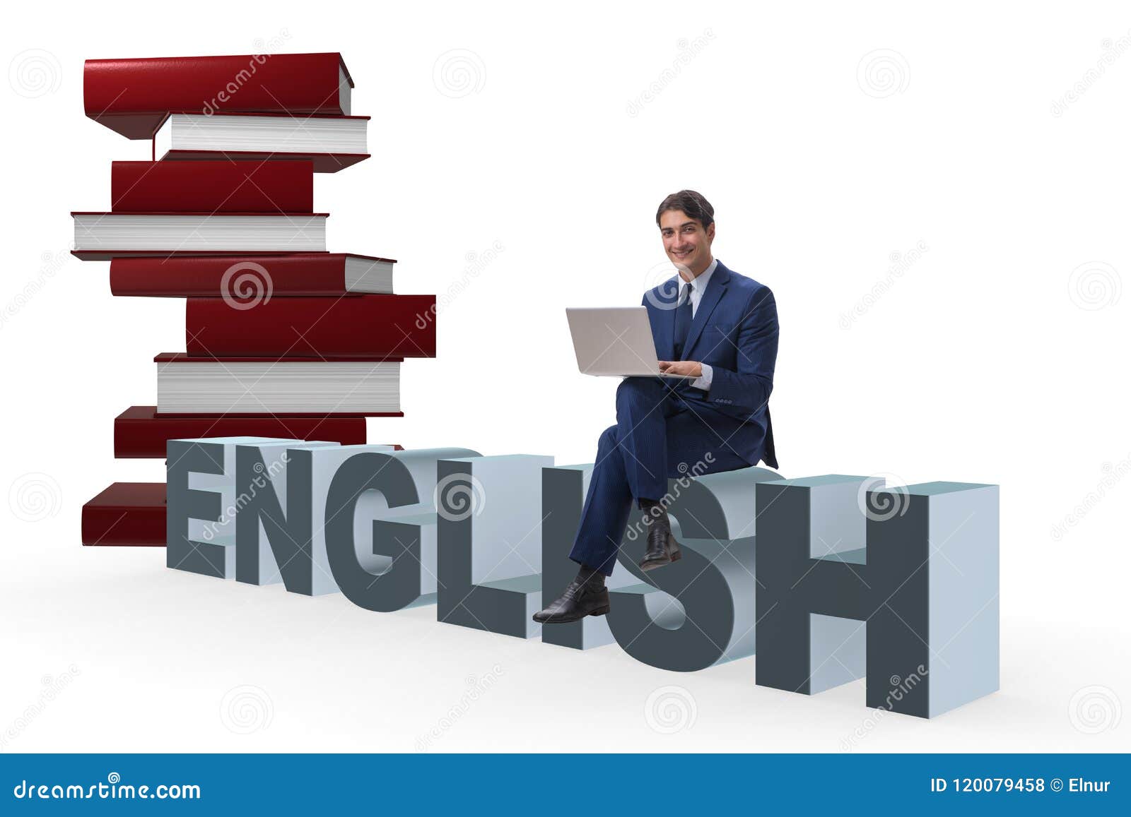 The Young Man in English Studying Learning Concept Stock Photo - Image ...